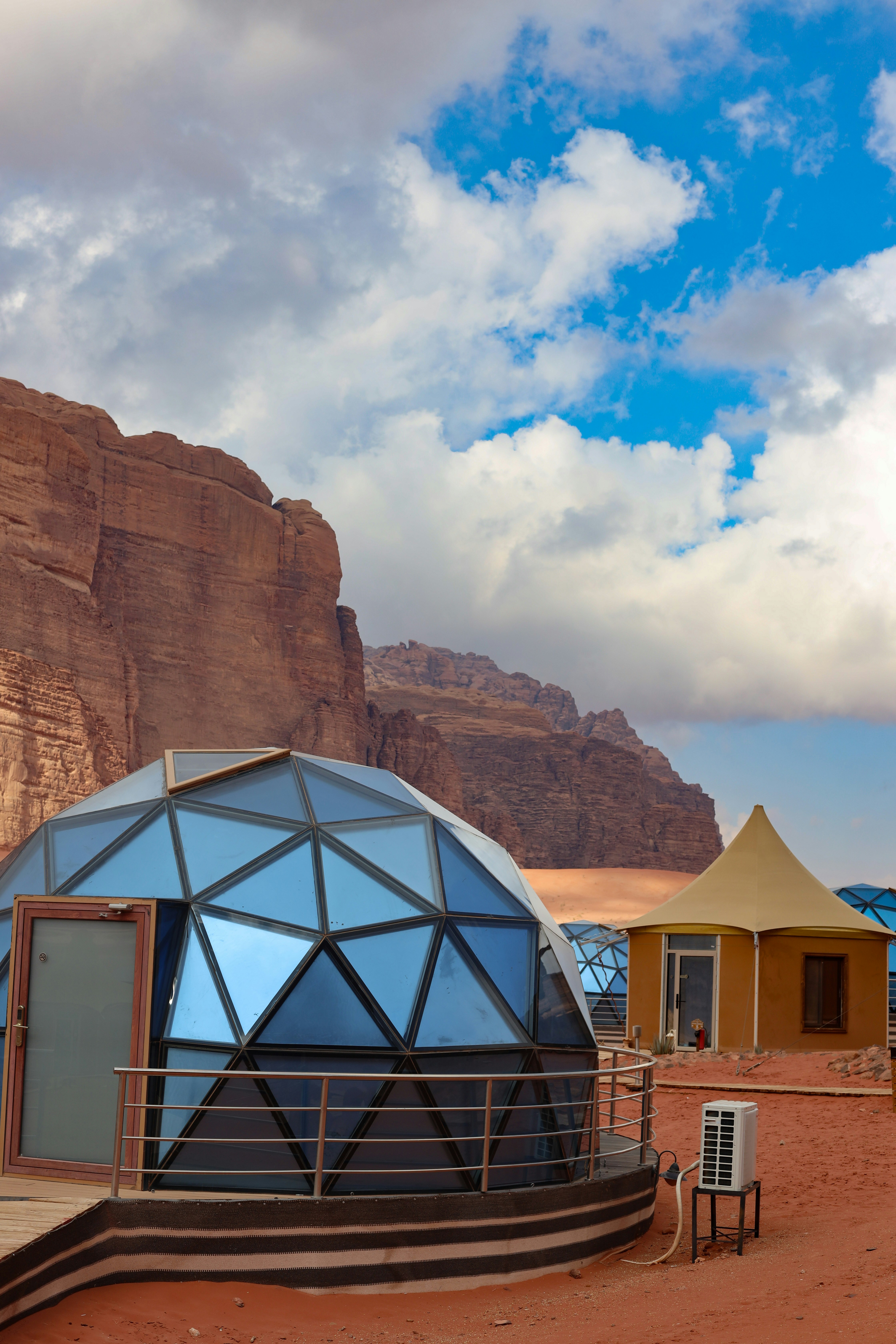 Geodesic Dome at Desert Cliff Edge