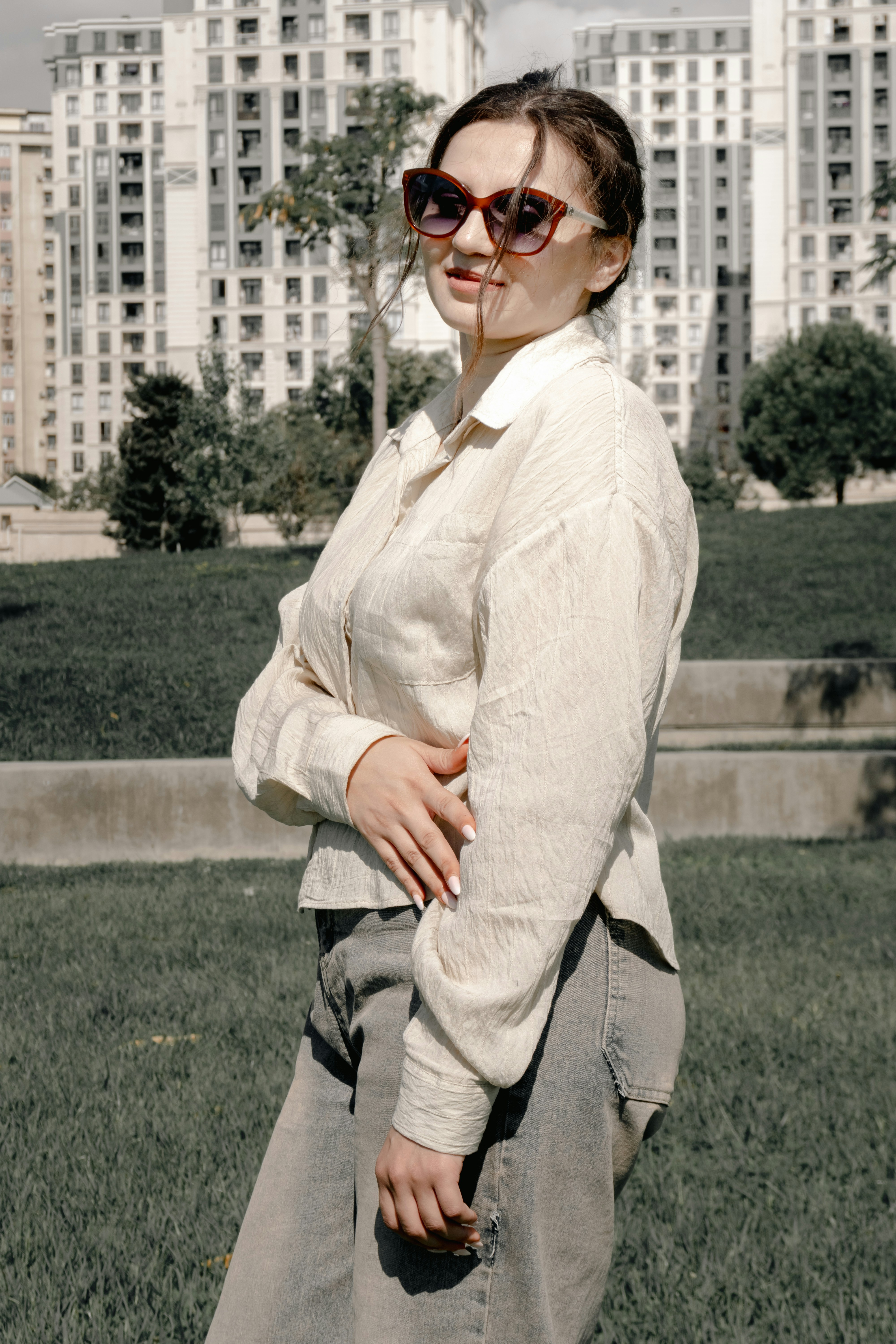 Sunlit Confidence in a City Park