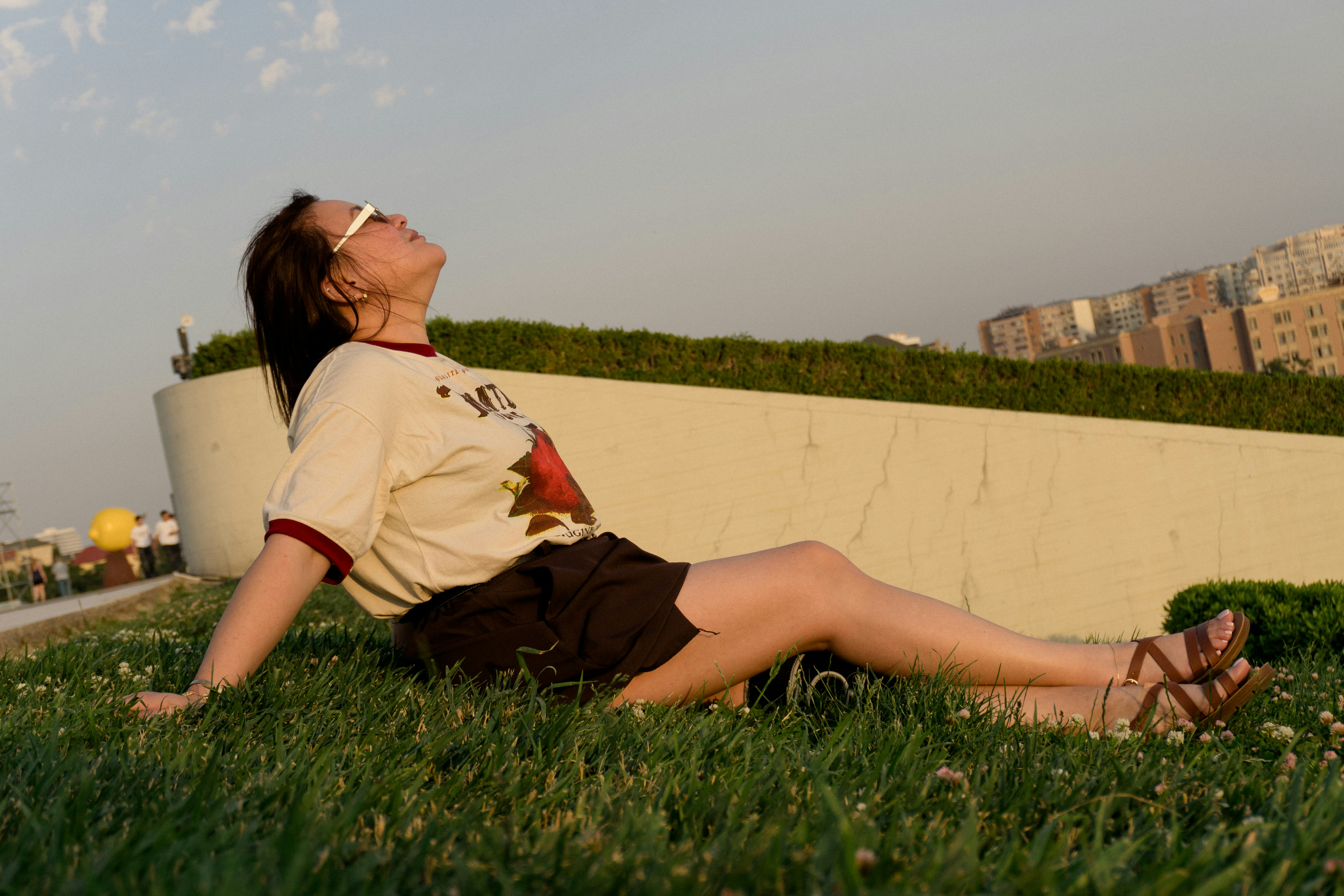 Sunlit Outsider: A Relaxed Afternoon on the Grass