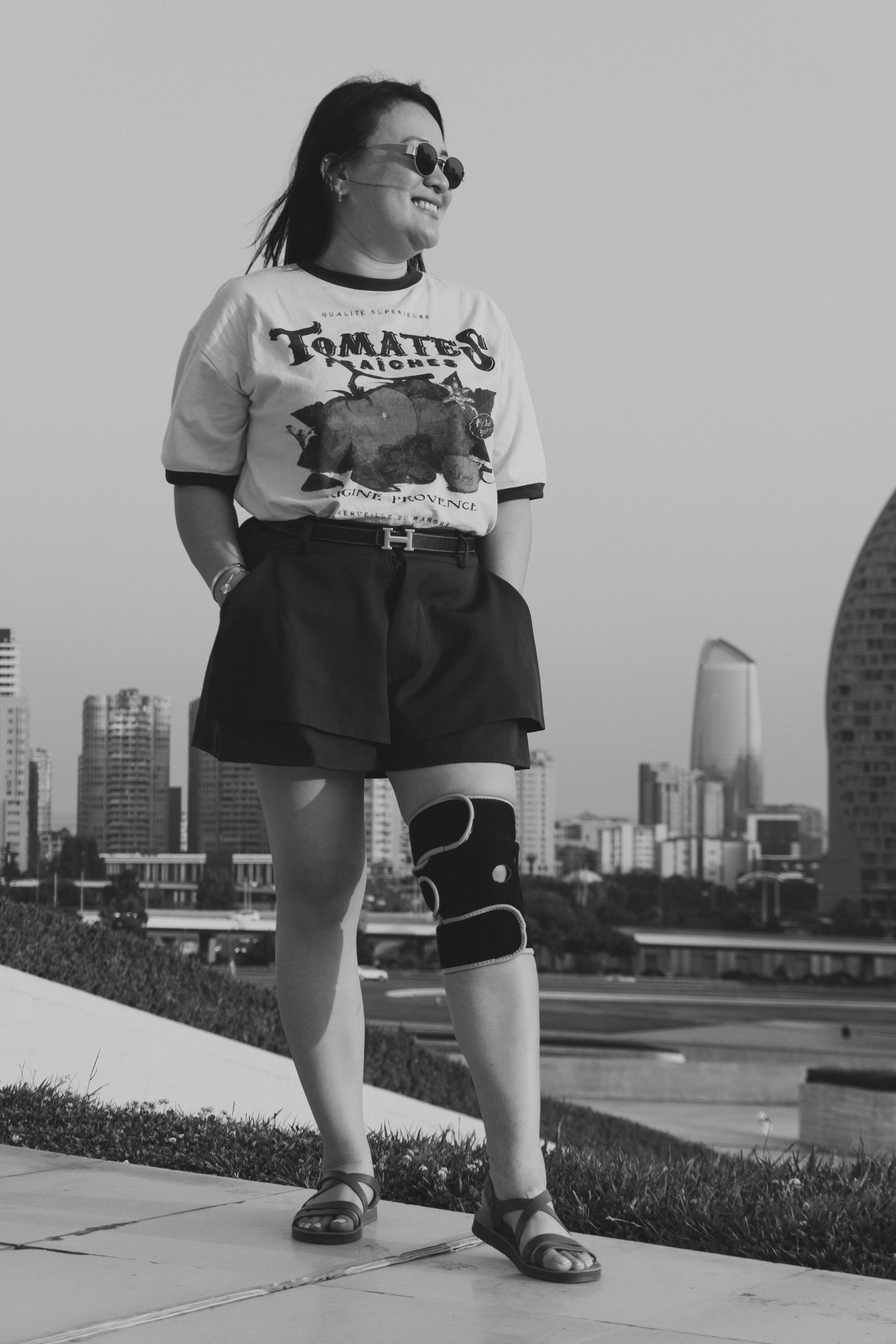 Stride and Smile: A Quiet City Walk in Black & White