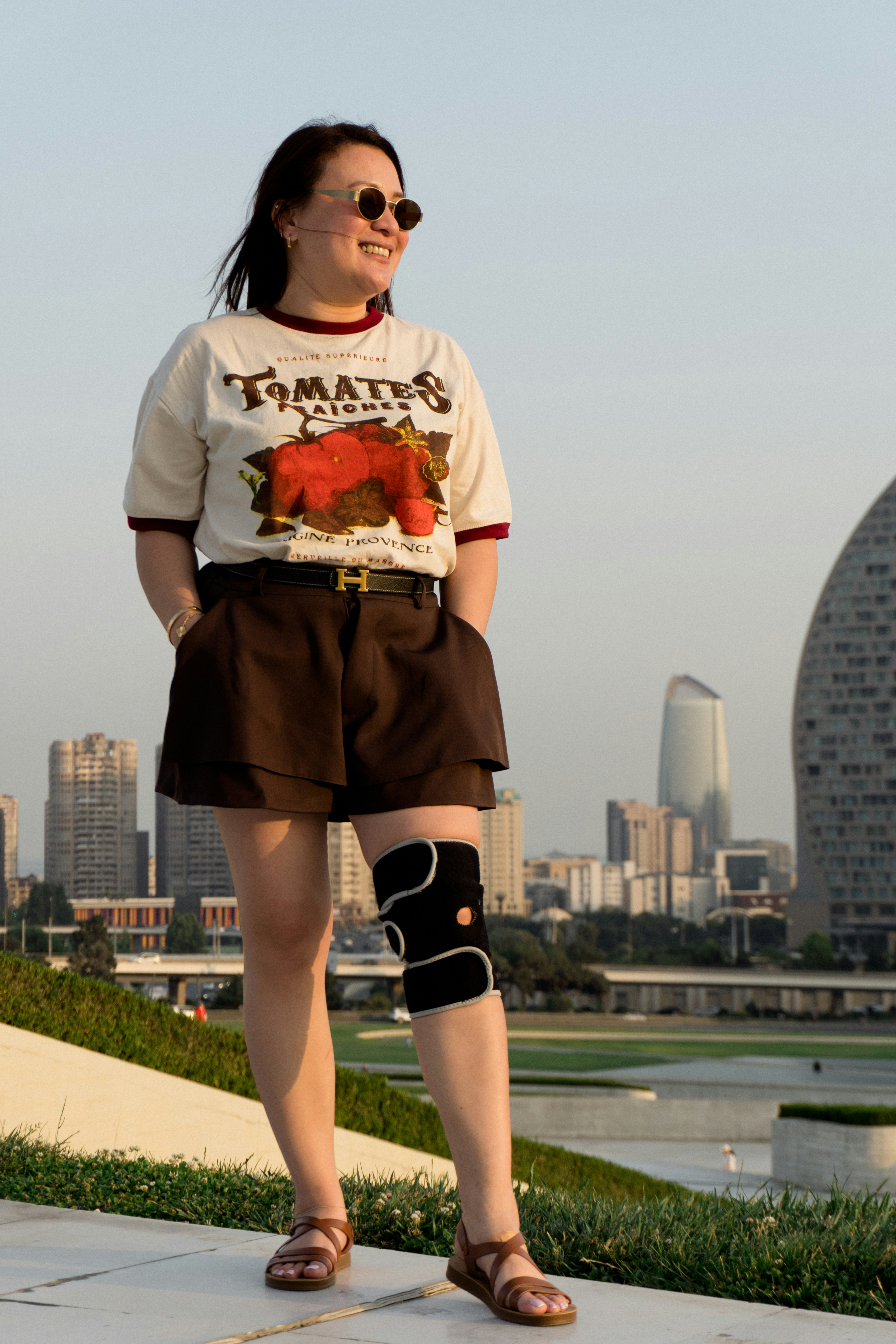 Cityscape Stylist: A confident walk along the riverfront