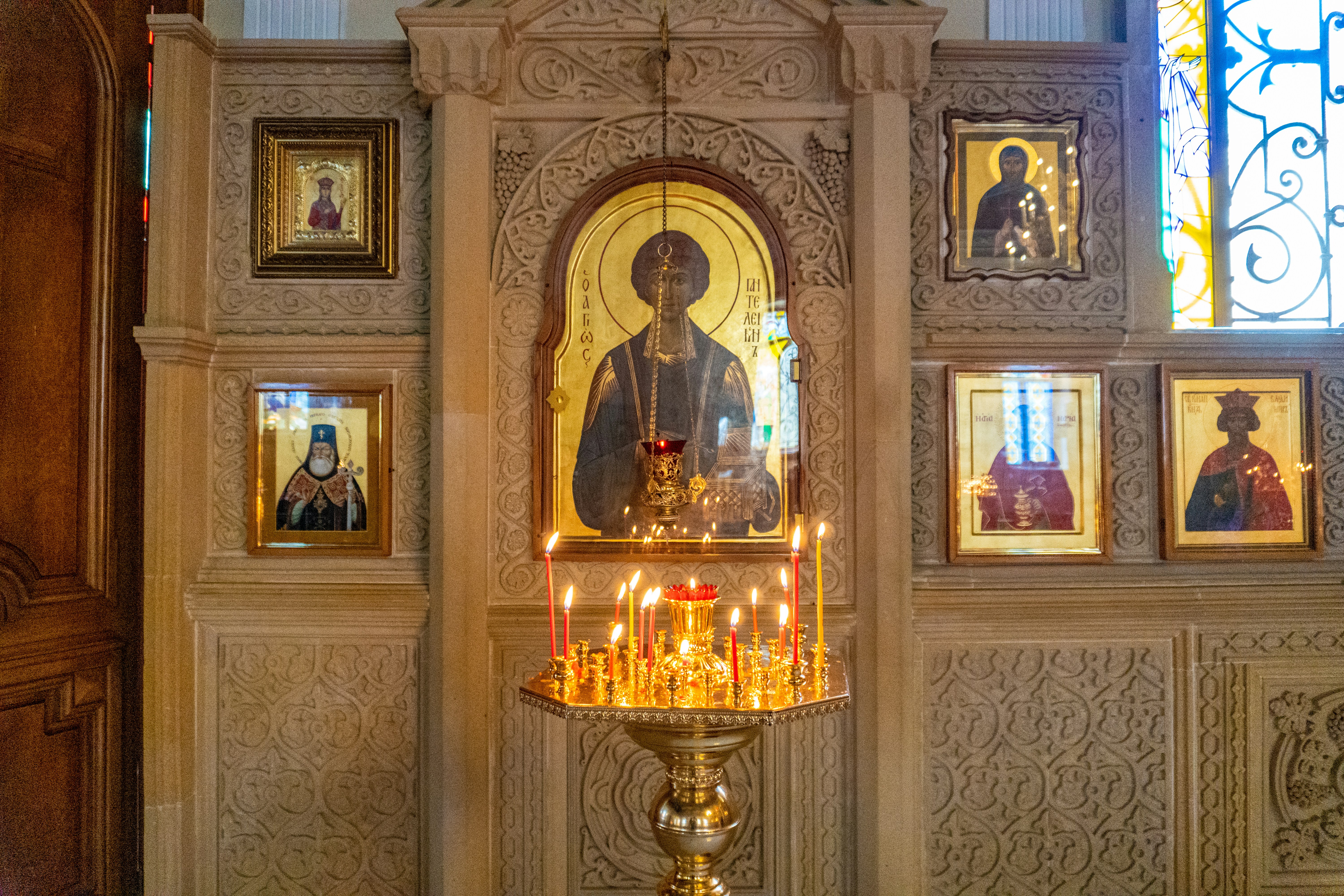 Candles and Icons: Centered Reverence in a Carved Chapel Panel