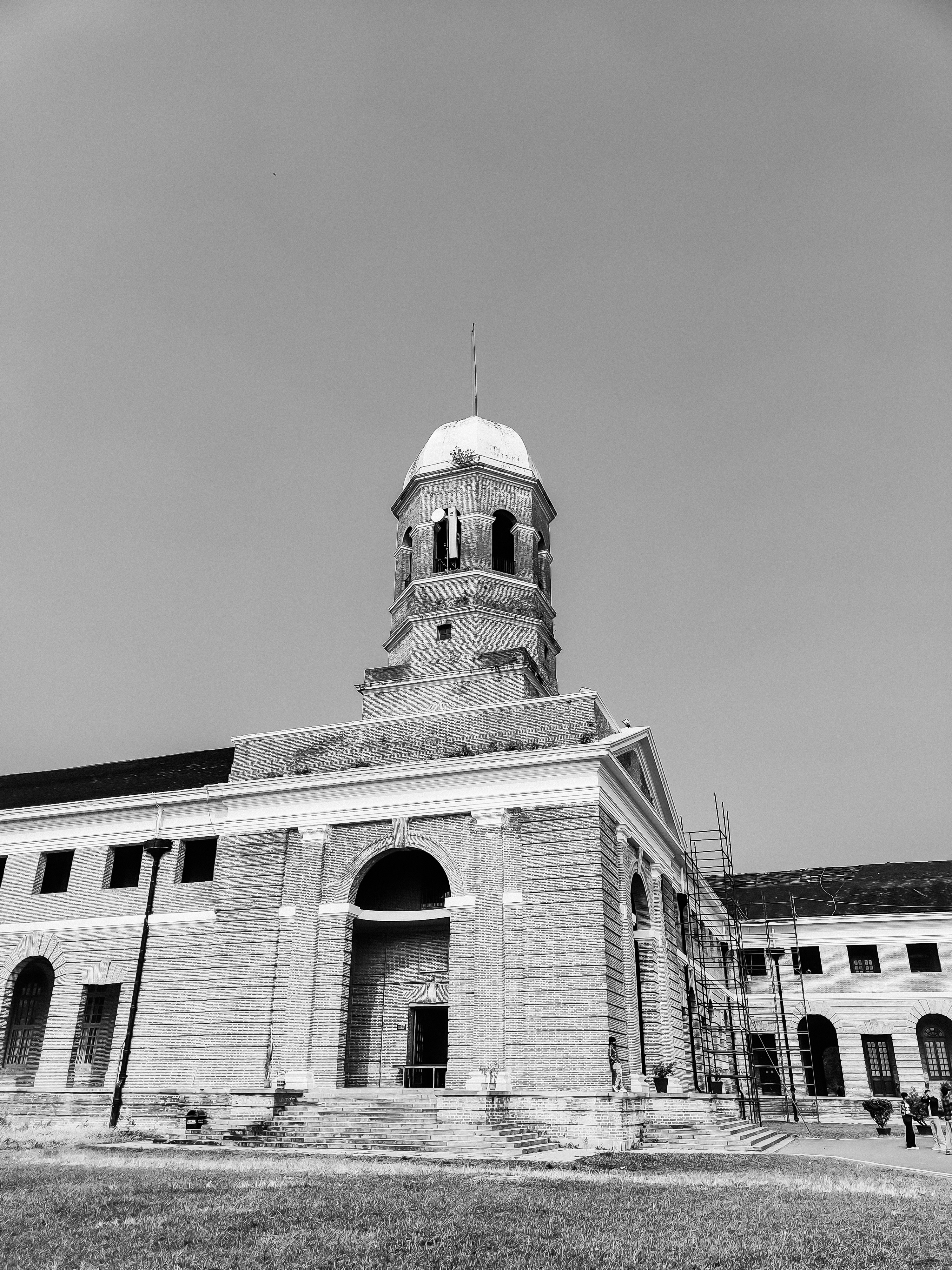 Clocktower Facade: A Quiet Campus Landmark in Monochrome