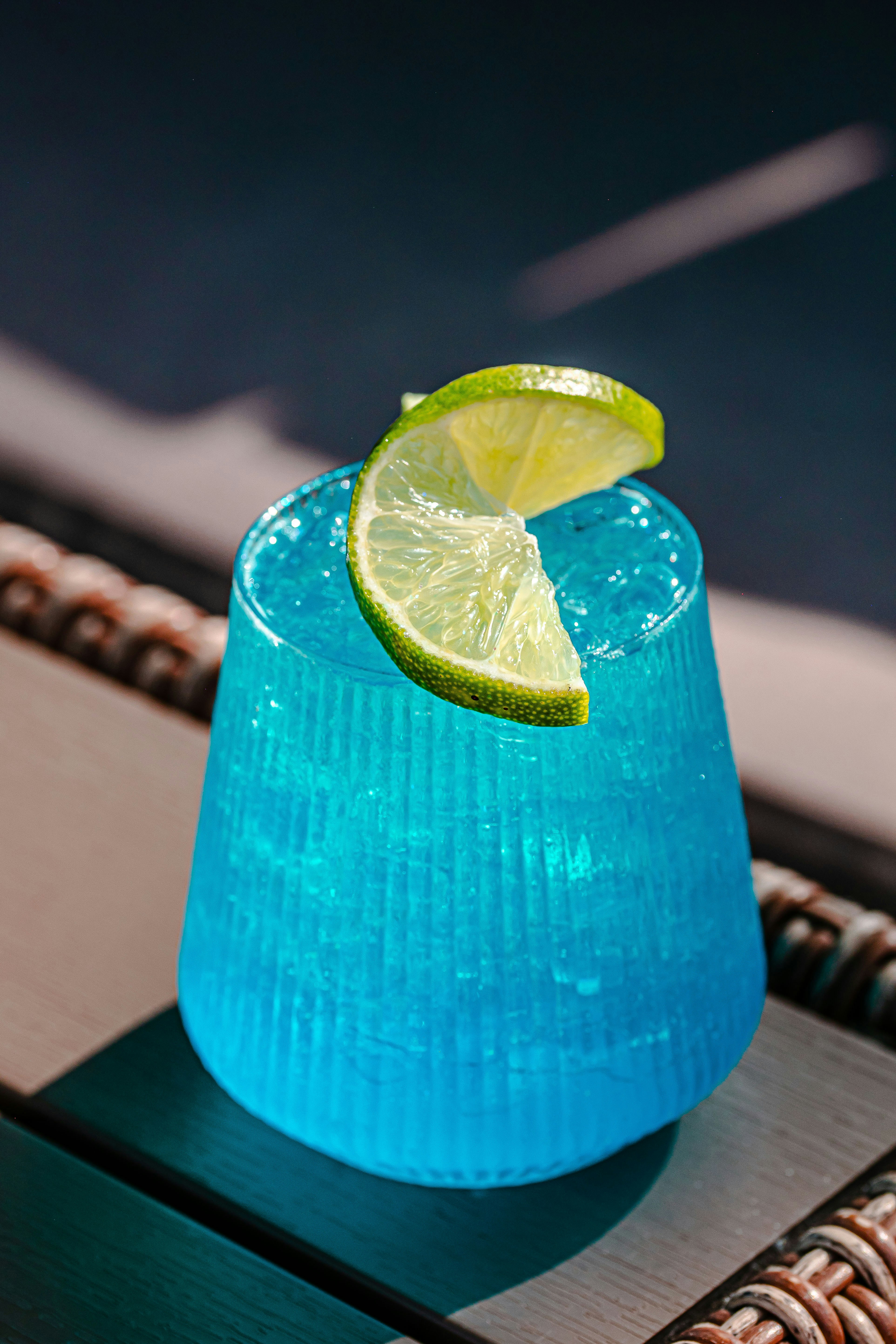 Blue Cocktail on a Sunlit Deck
