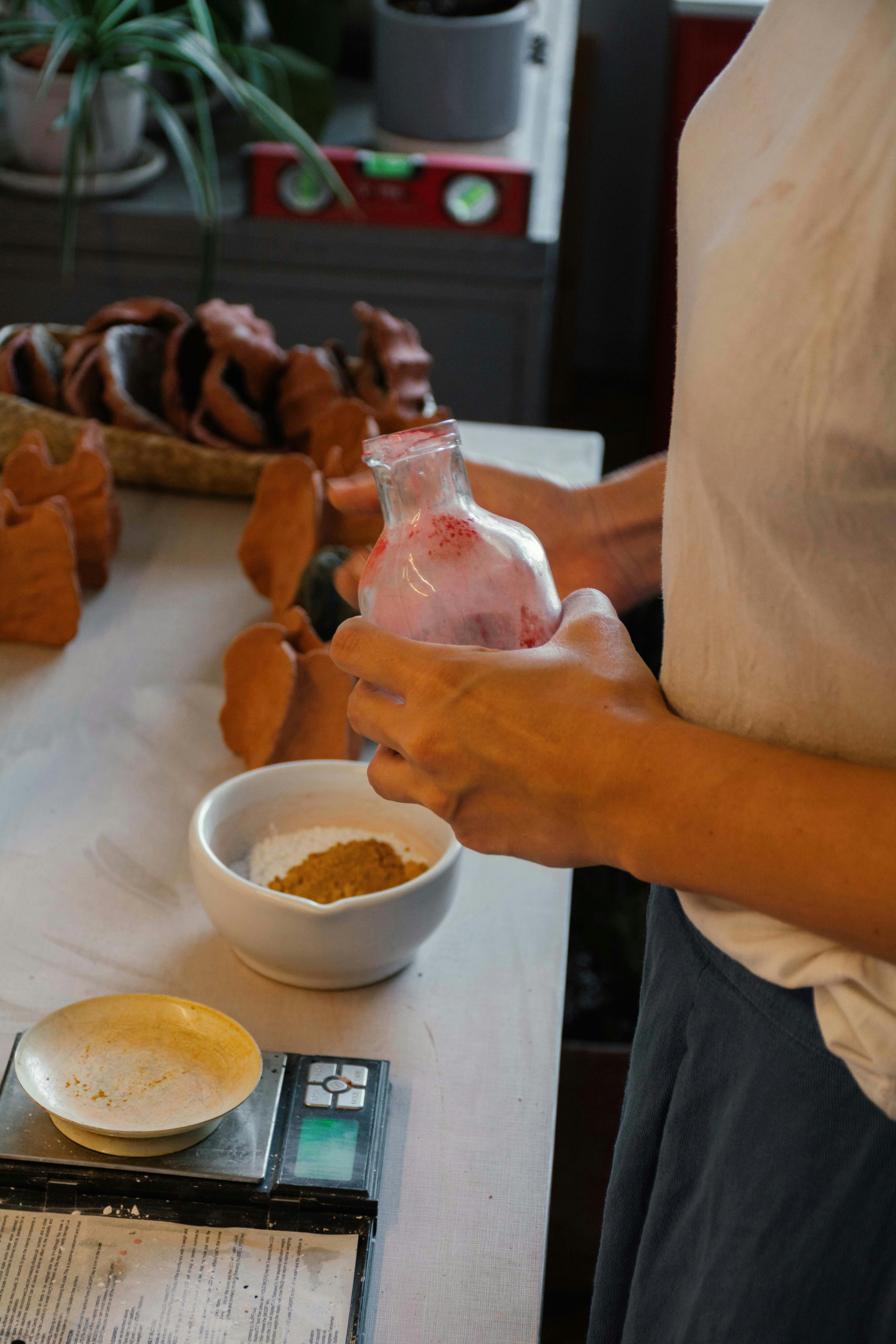 Barista in the Making: Pink-milk Beverage and Spice Bowl