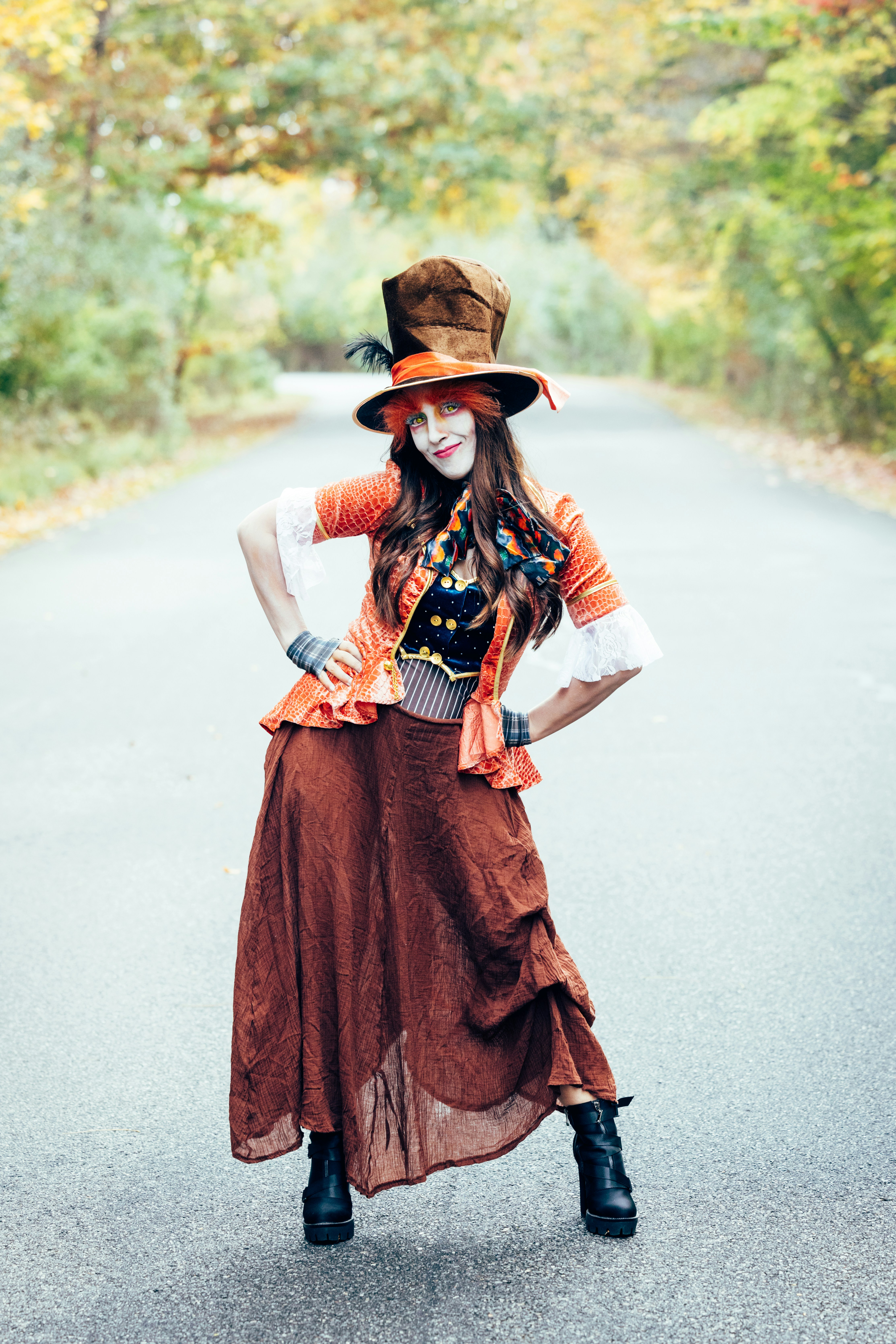 Enchanted Roadside Drifter in Burnt Orange and Velvet