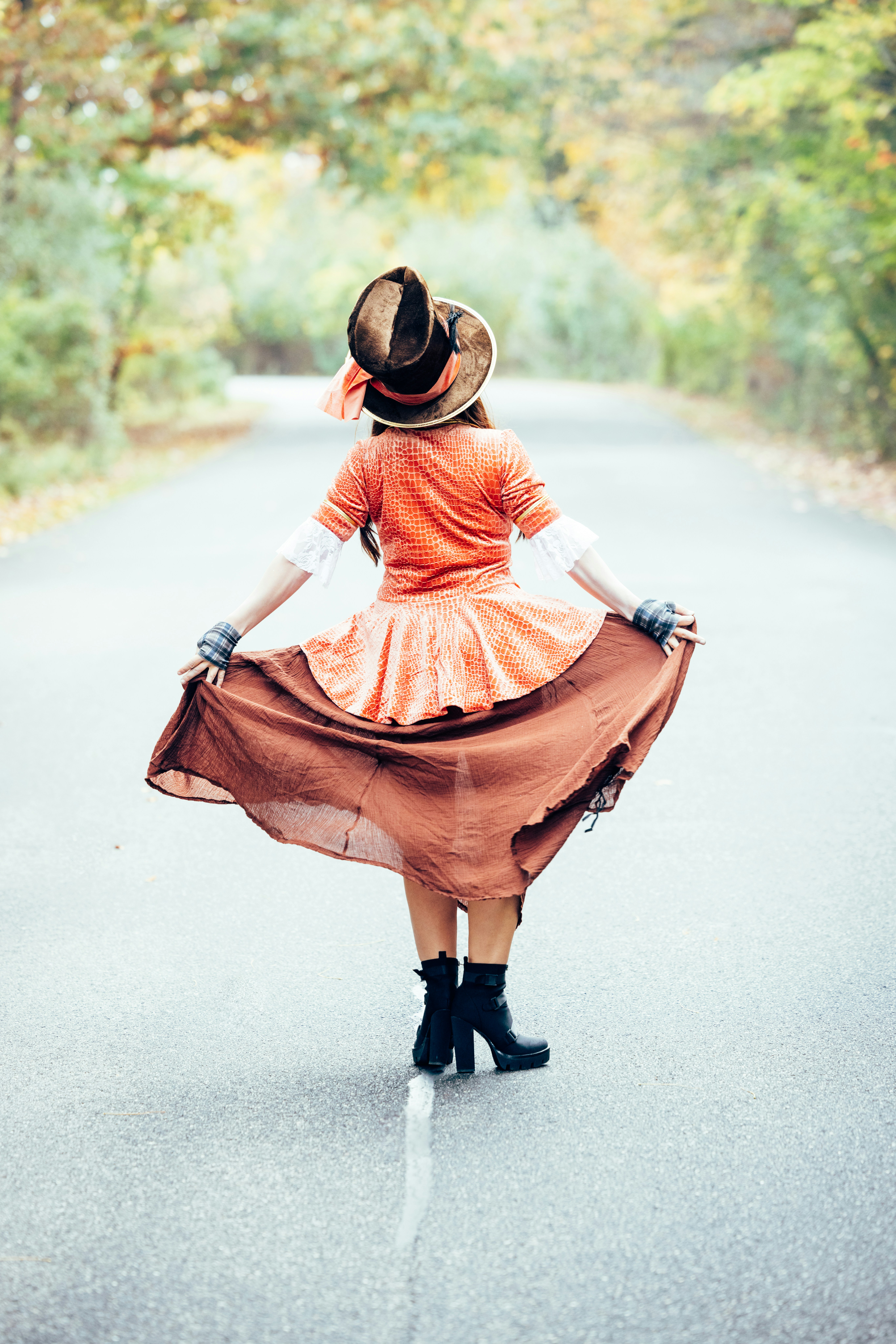 Twirl on the Open Road: A Vintage Dress in Fall Light