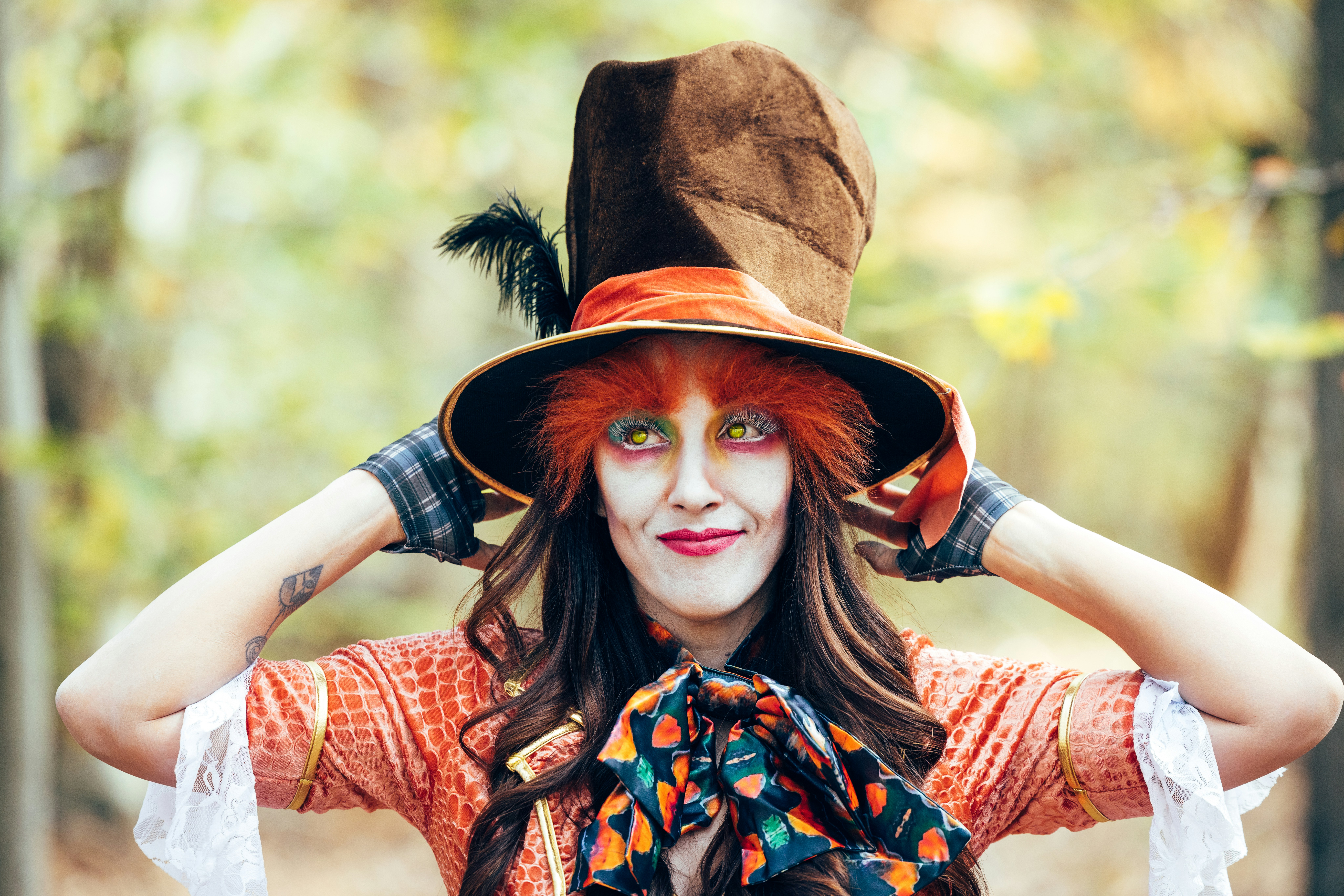 Whimsical Portrait of a Mad-Hatter in Autumn Light