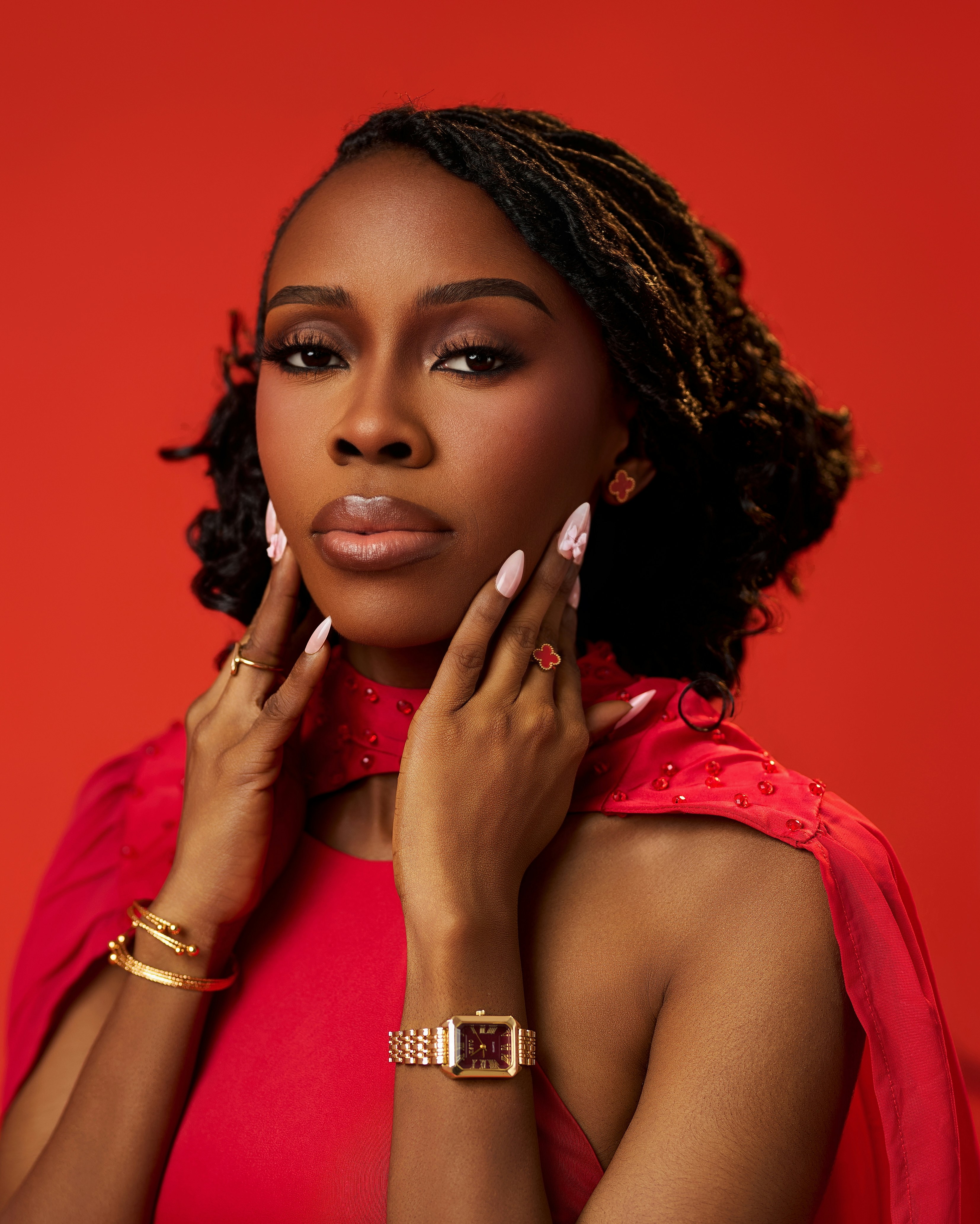Crimson Grace: A Portrait in Warm Resolve