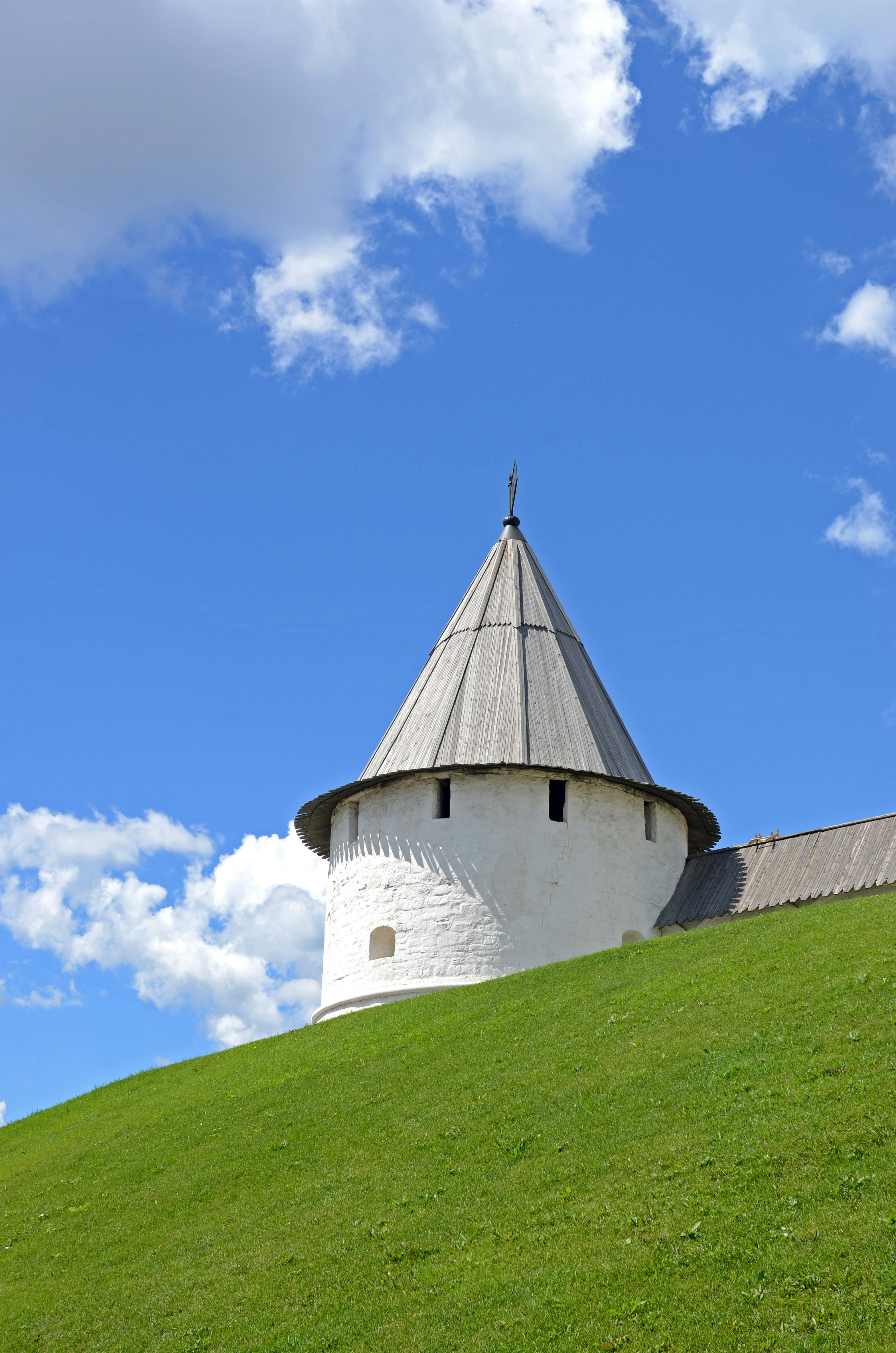 Castle Turret Reaching Toward a Bright Sky