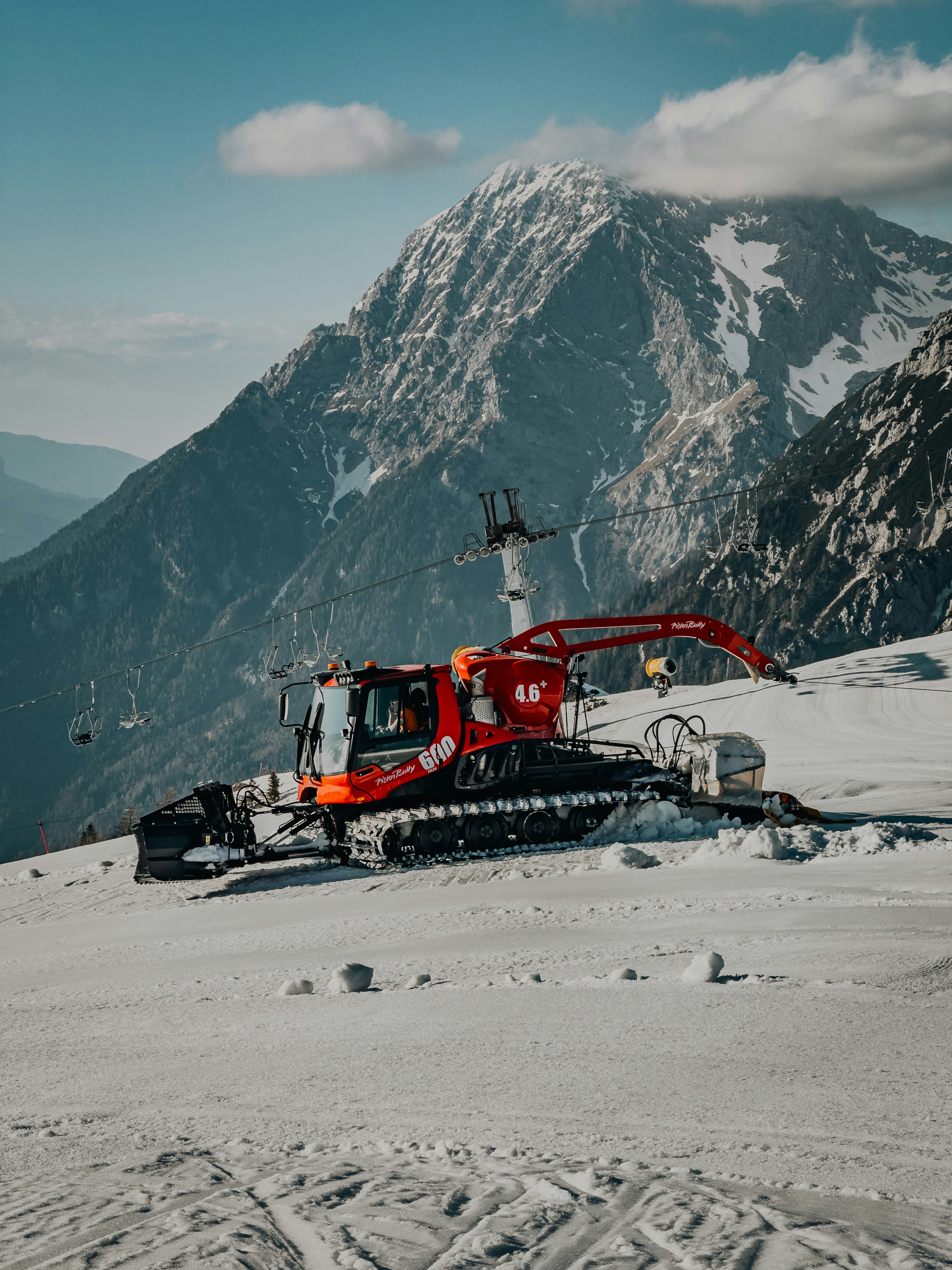 Red Snowblade at the Edge of the Alps