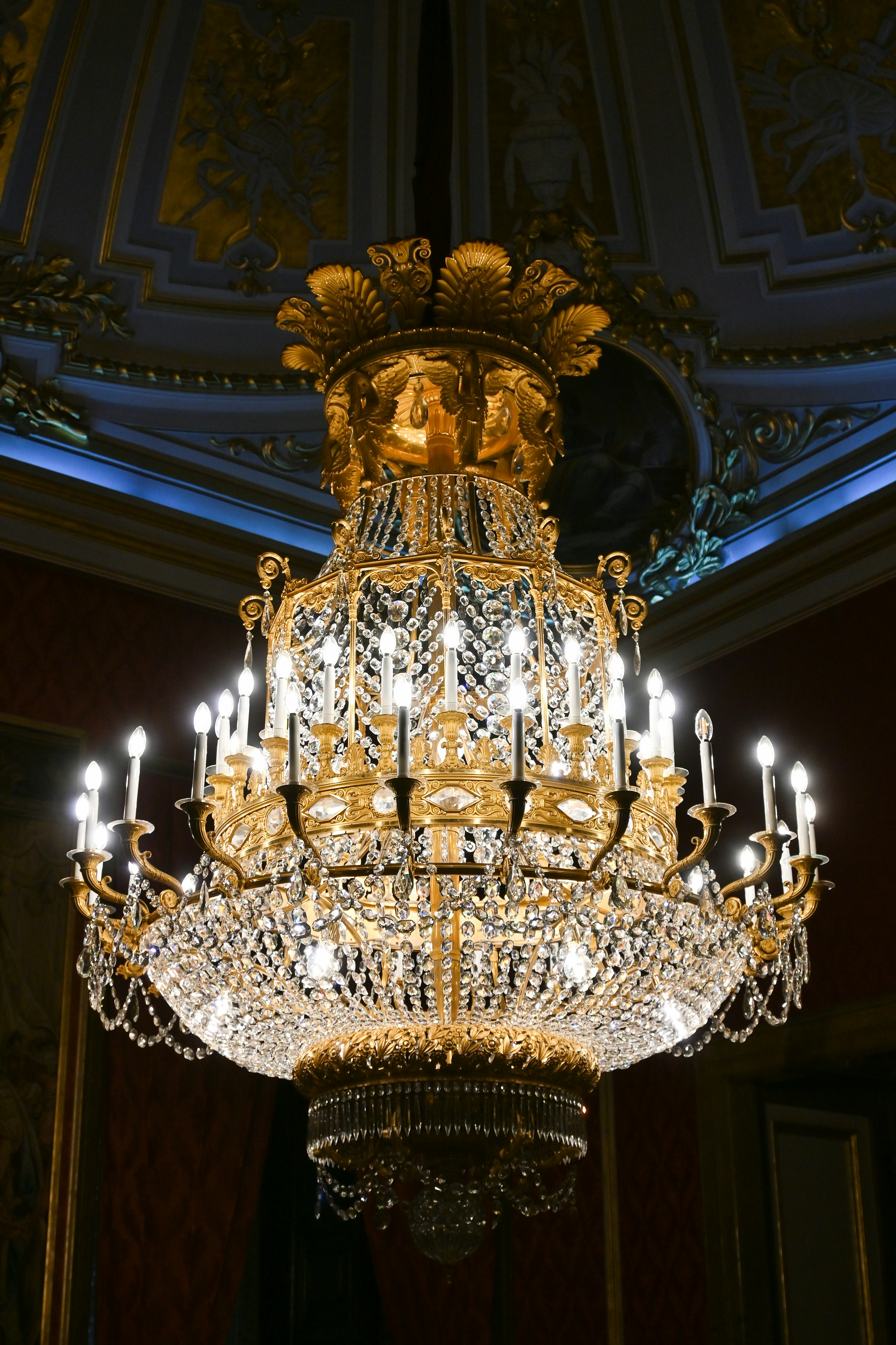 Opulent Crystal Chandelier in a Royal Salon
