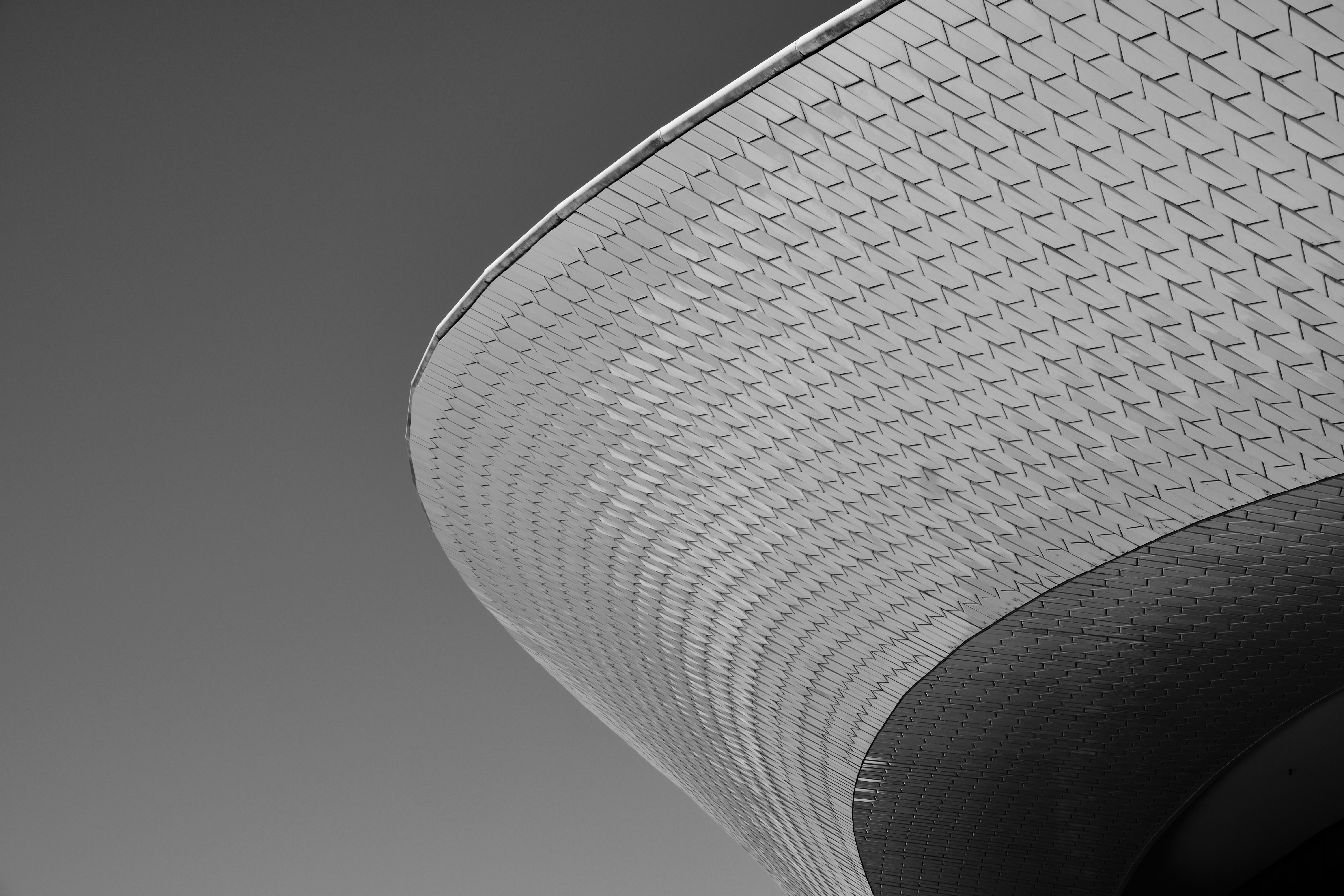 Architectural Curve: Textured Facade Reaching into the Sky