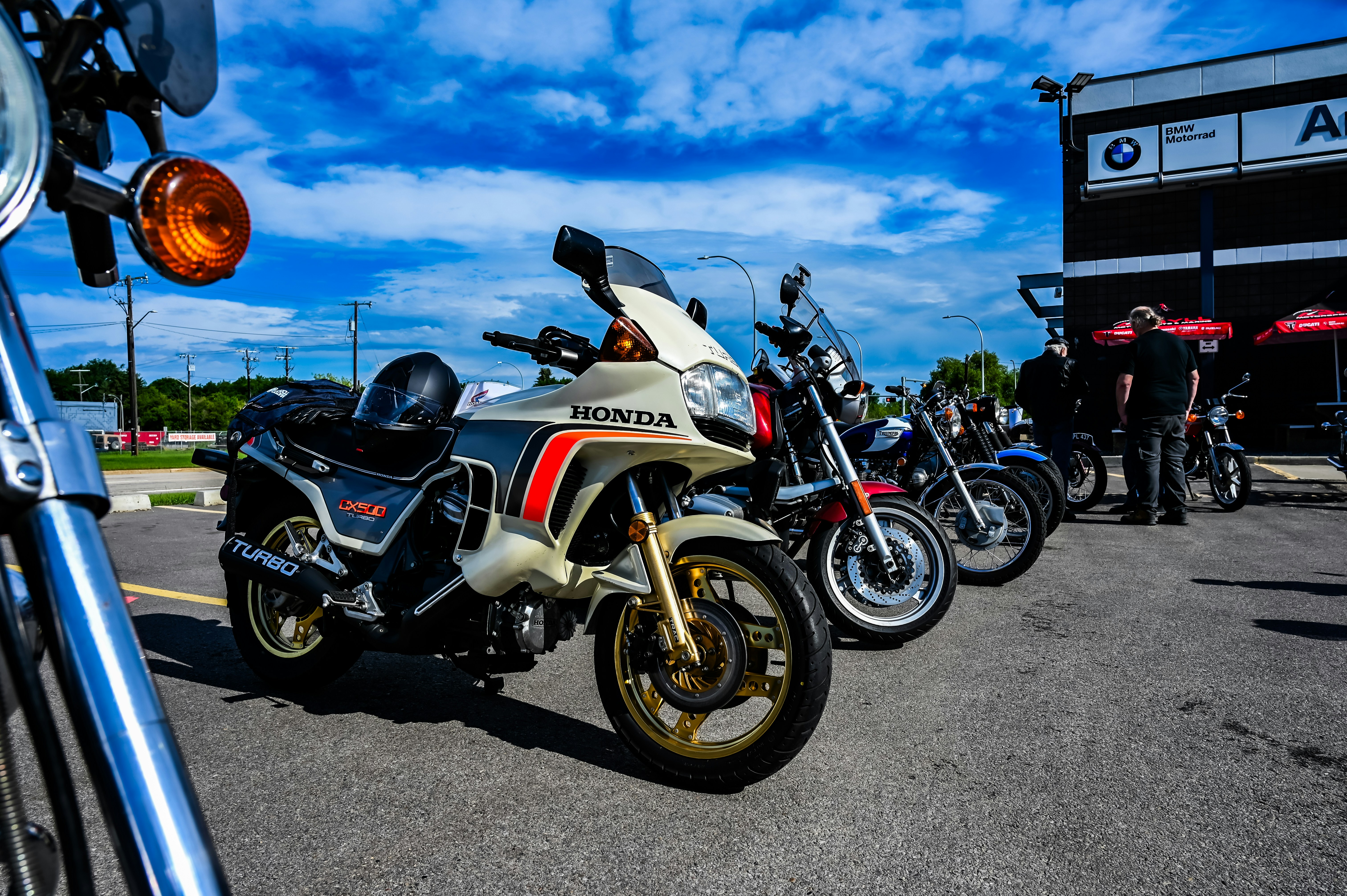 Retro Honda on a Row: Vintage Motorcycles at the Showground