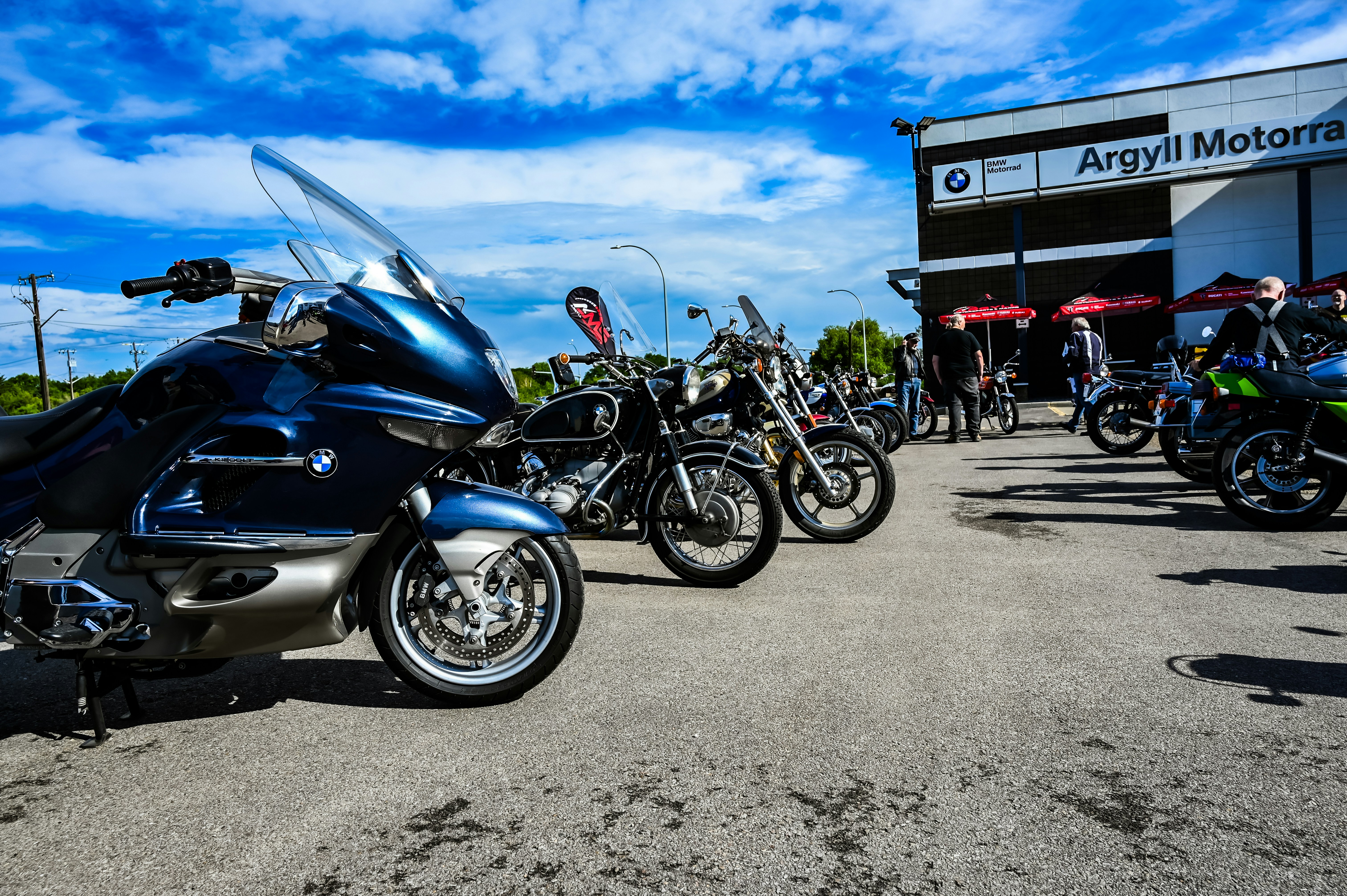 Line of Chrome and Power: A Motorcycle Row at the Shop