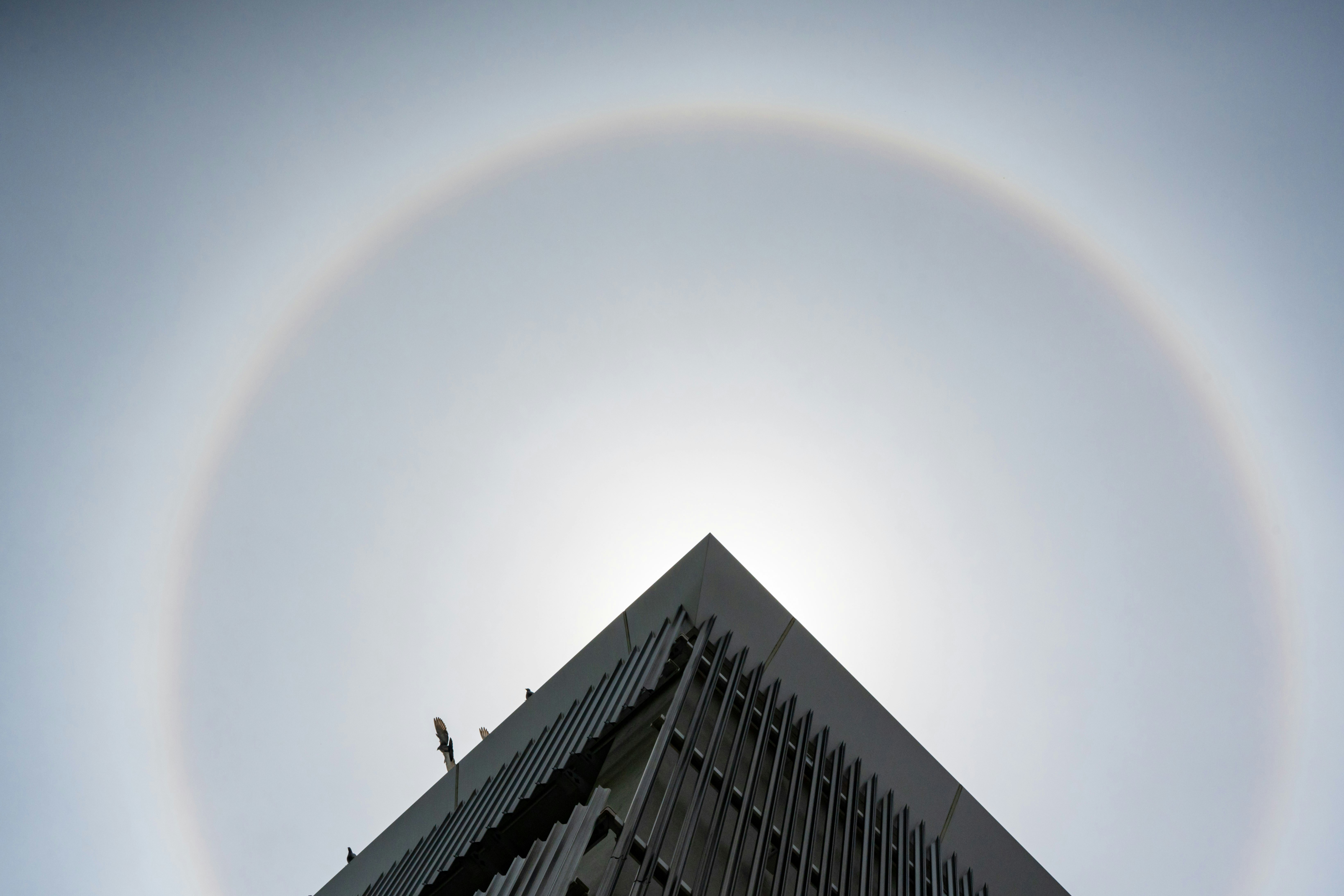 Aura over the Summit: A Glass Facade Pierces the Sun Halo