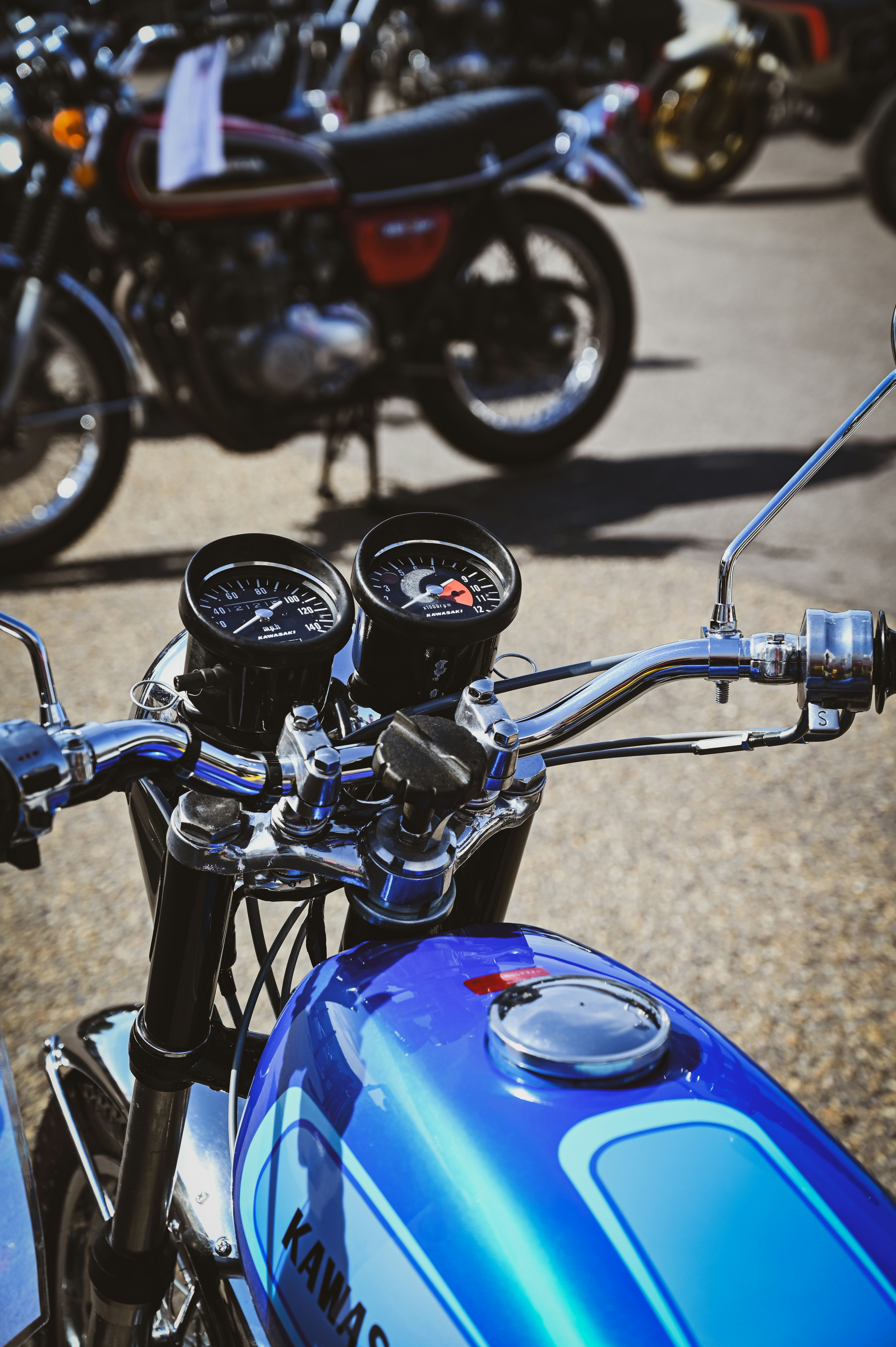 Blue Cannon: Close-Up on Classic Kawasaki Cockpit