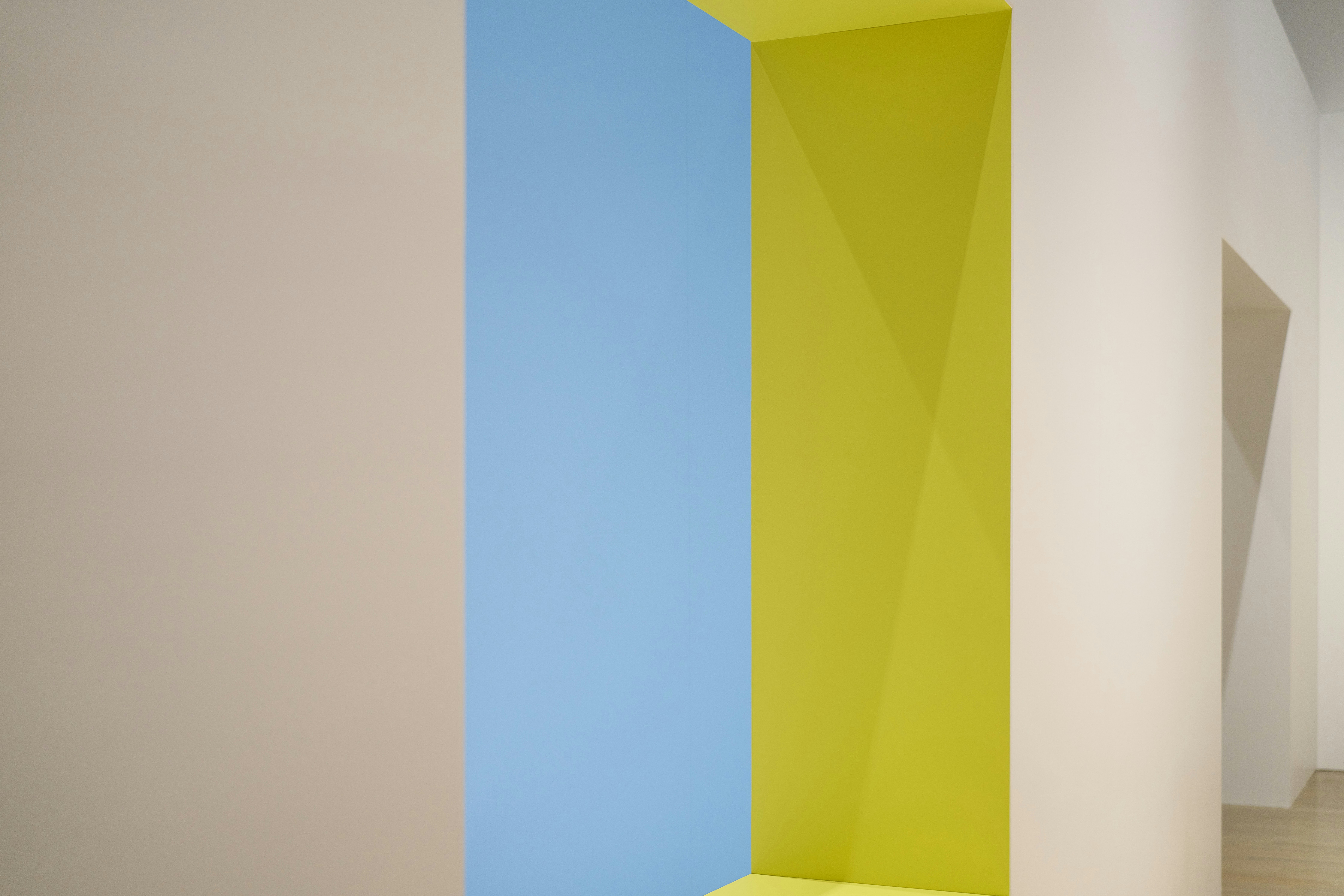 Geometric Passage: A Corridor of Color Blocks
