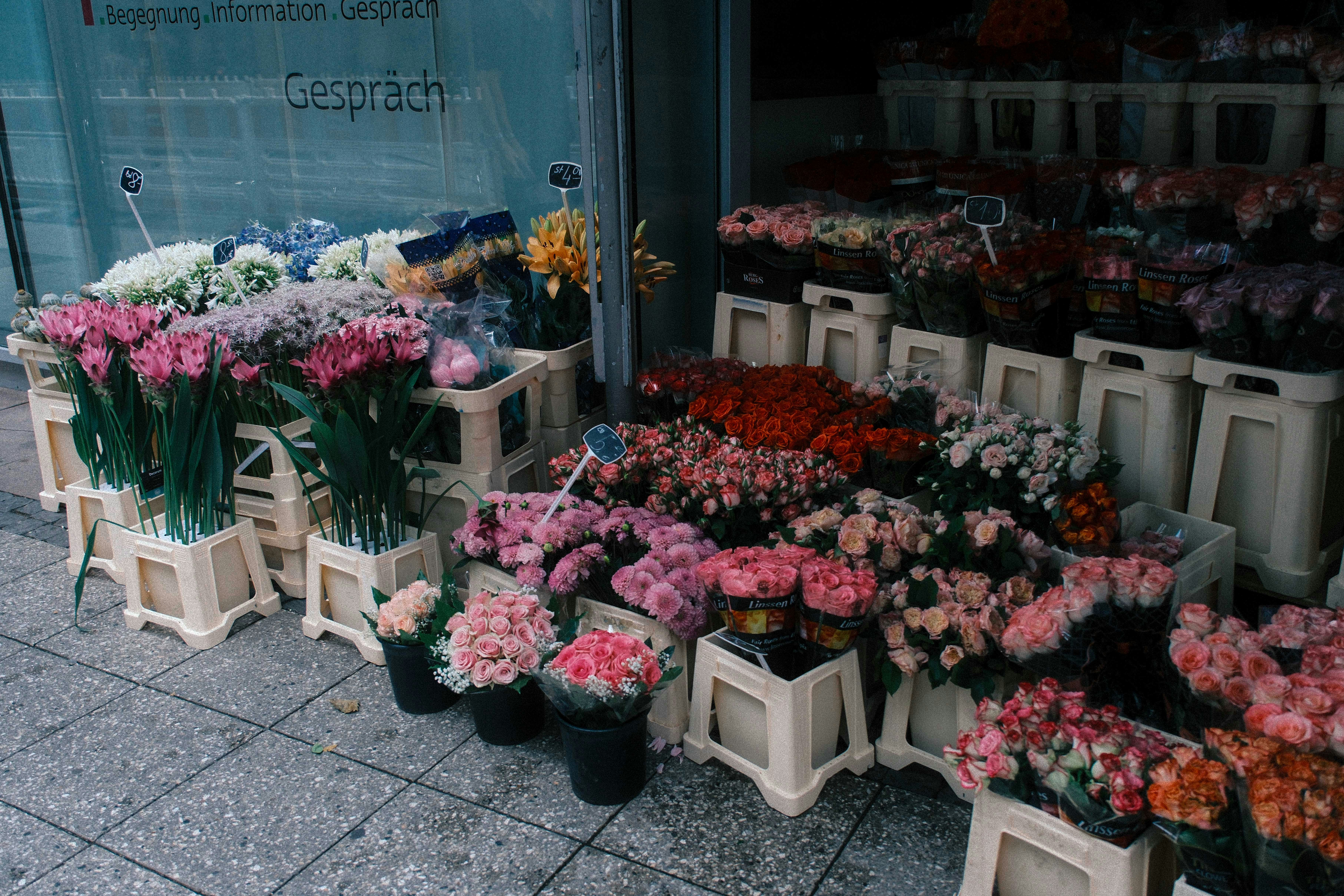 Street Florals in a Glass-Front Shopfront