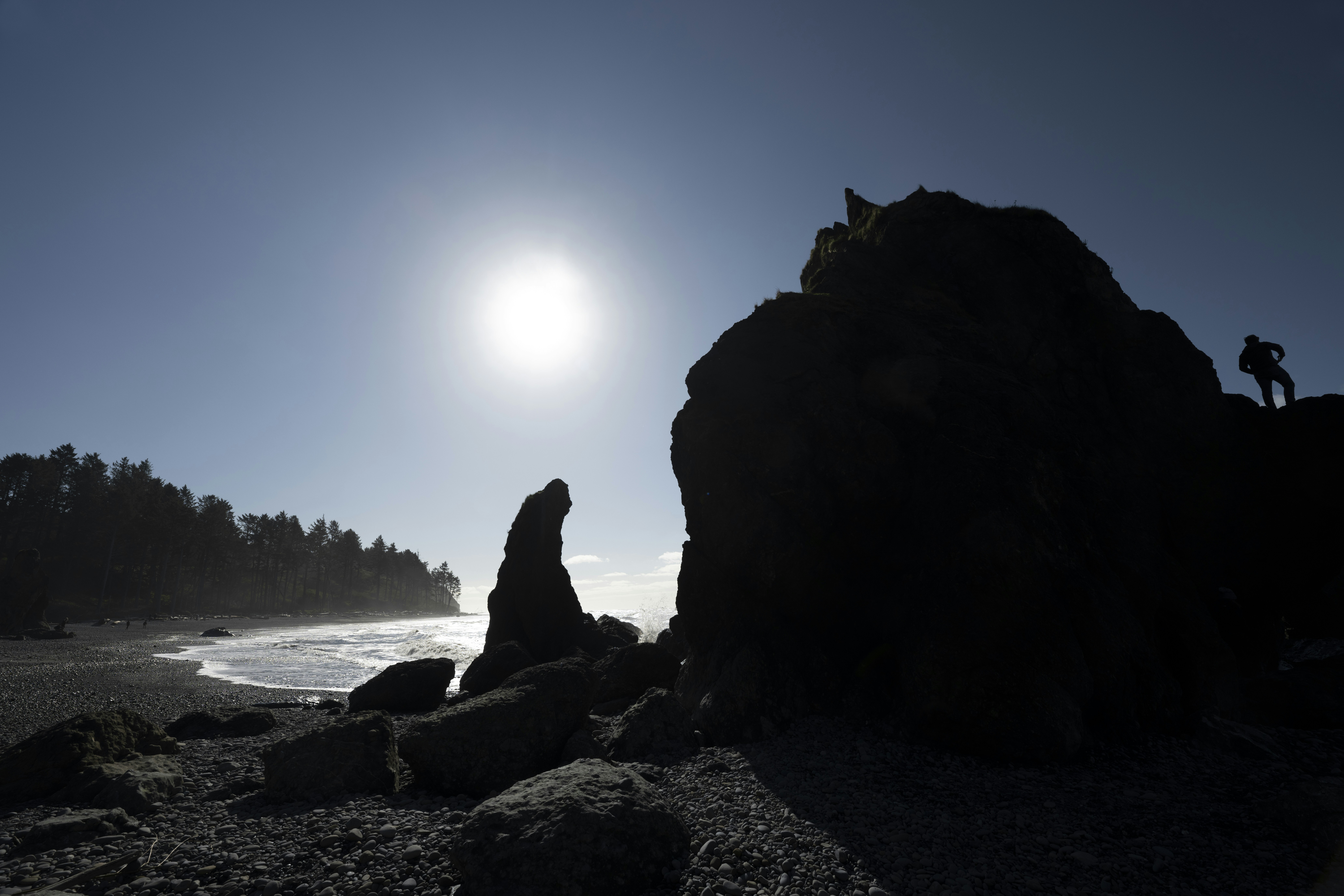 Silhouette of a Coastal Rock Formations at Dusk with Seabreeze