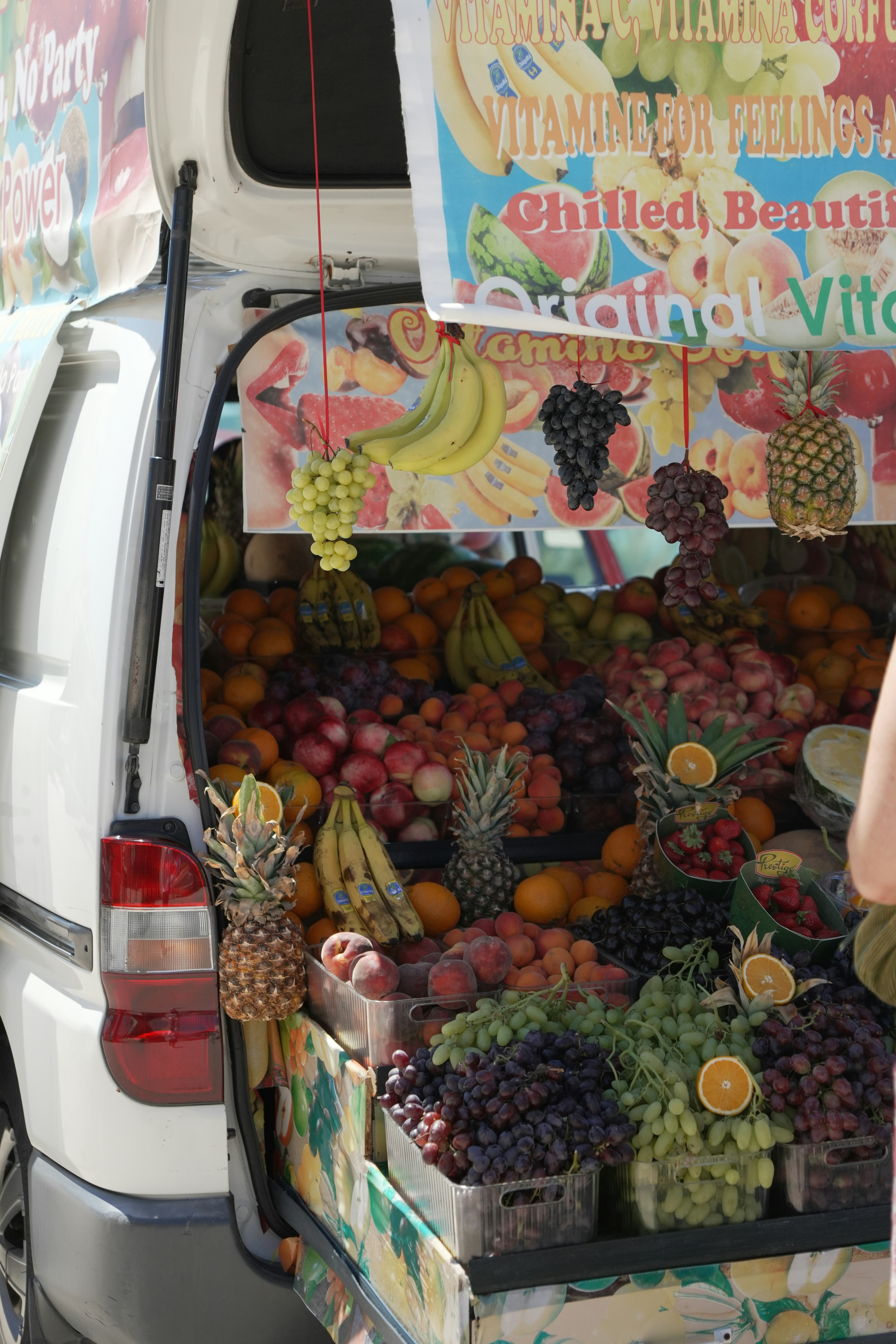 Vibrant Fruit Box Truck: A Colorful Street Market Stall at Dusk