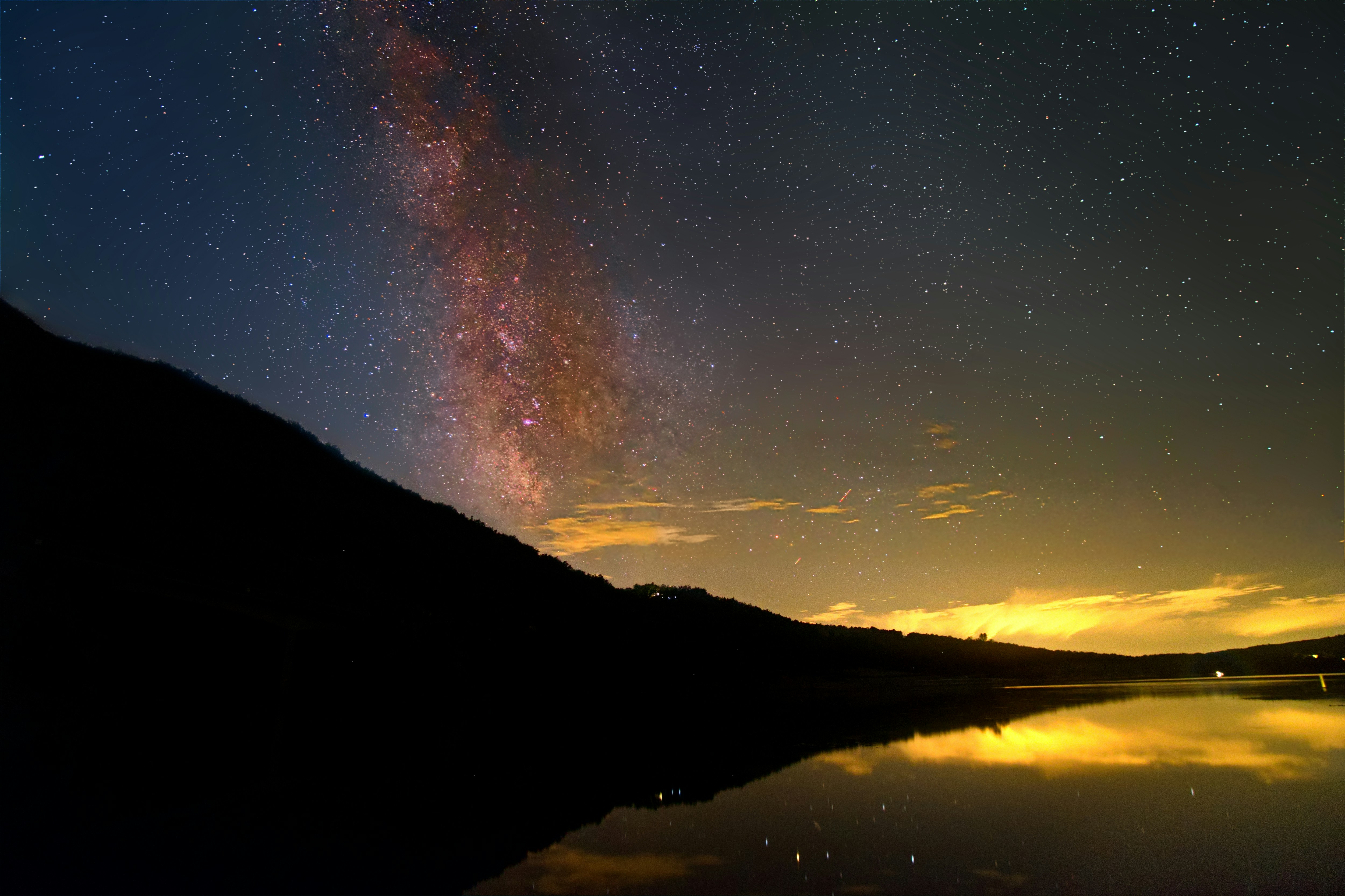 Milky Way over Quiet Water: A Nightscape of Stars and Dusk Glow
