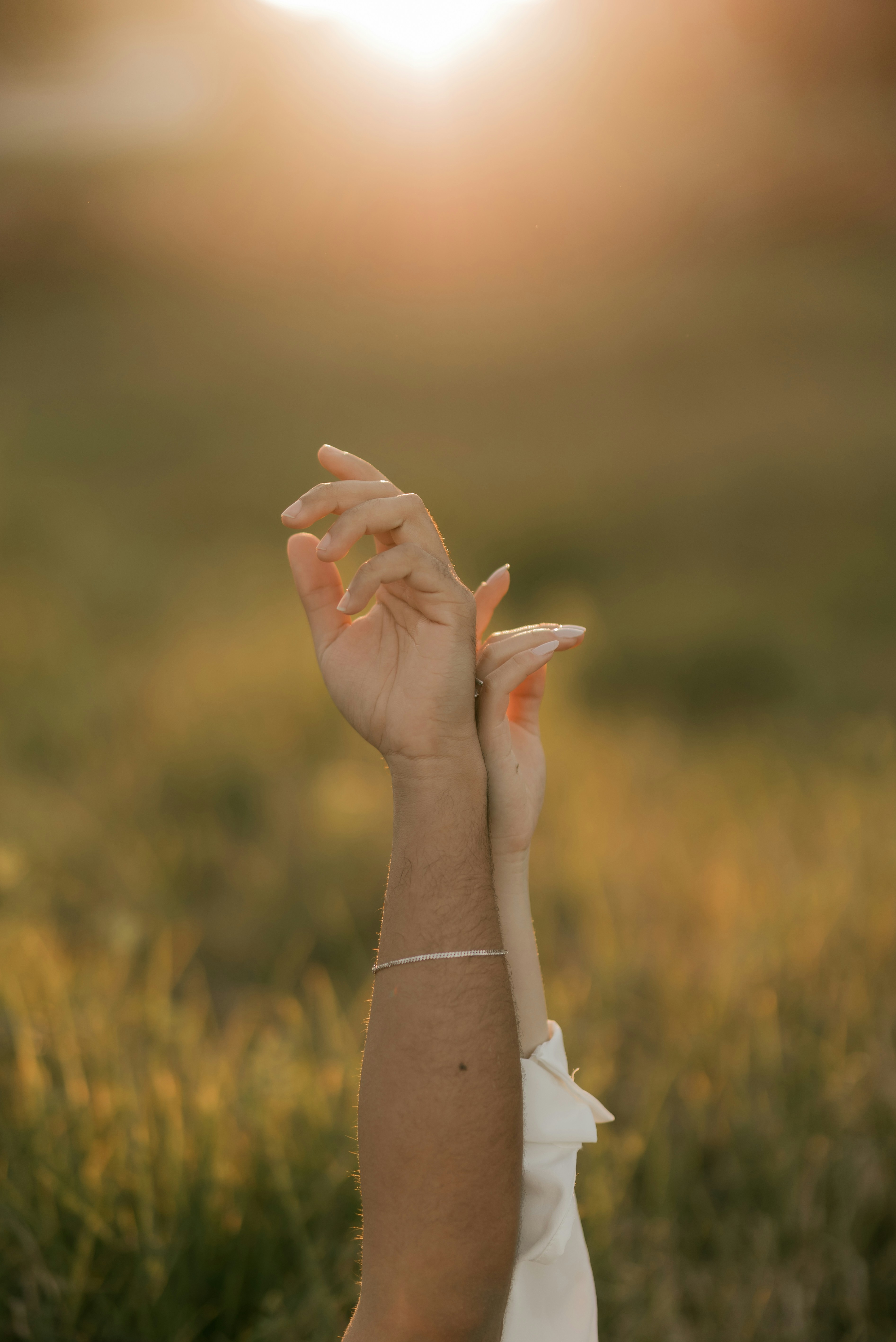 Raised Hands at Golden Hour