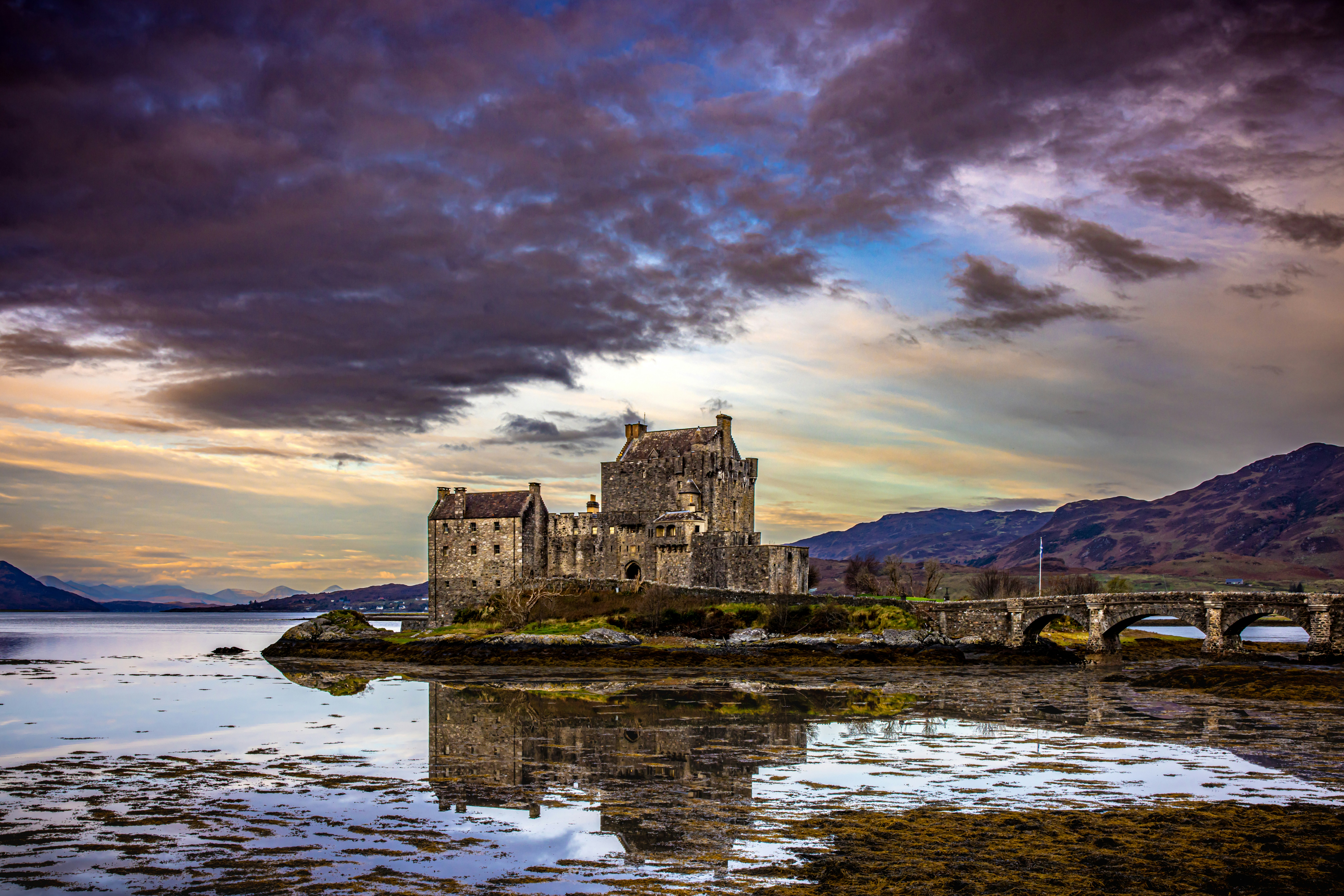 Castle in the Tide: A Rockbound Fortress at Dusk
