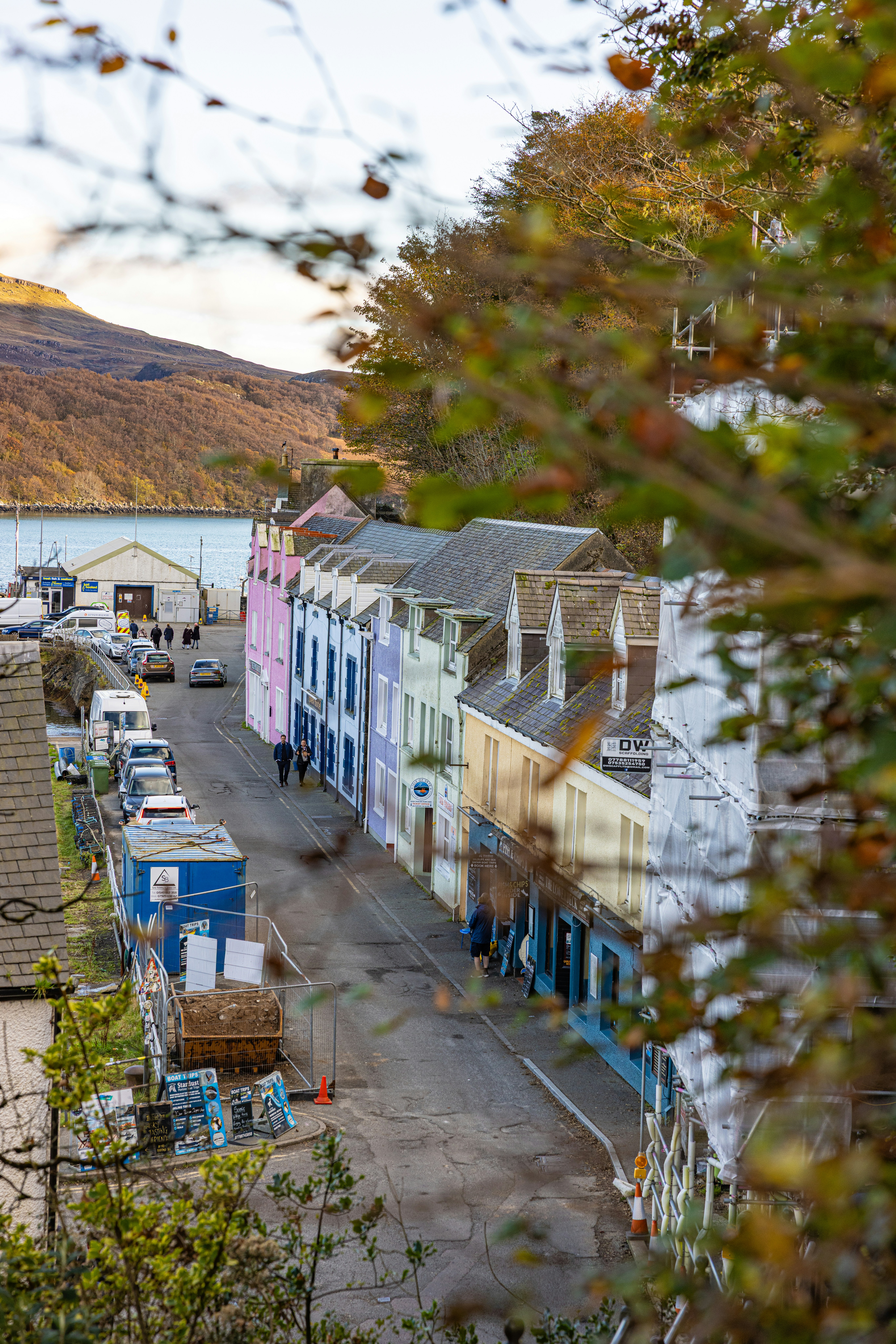 Clifftop View of a Colorful Coastal Street