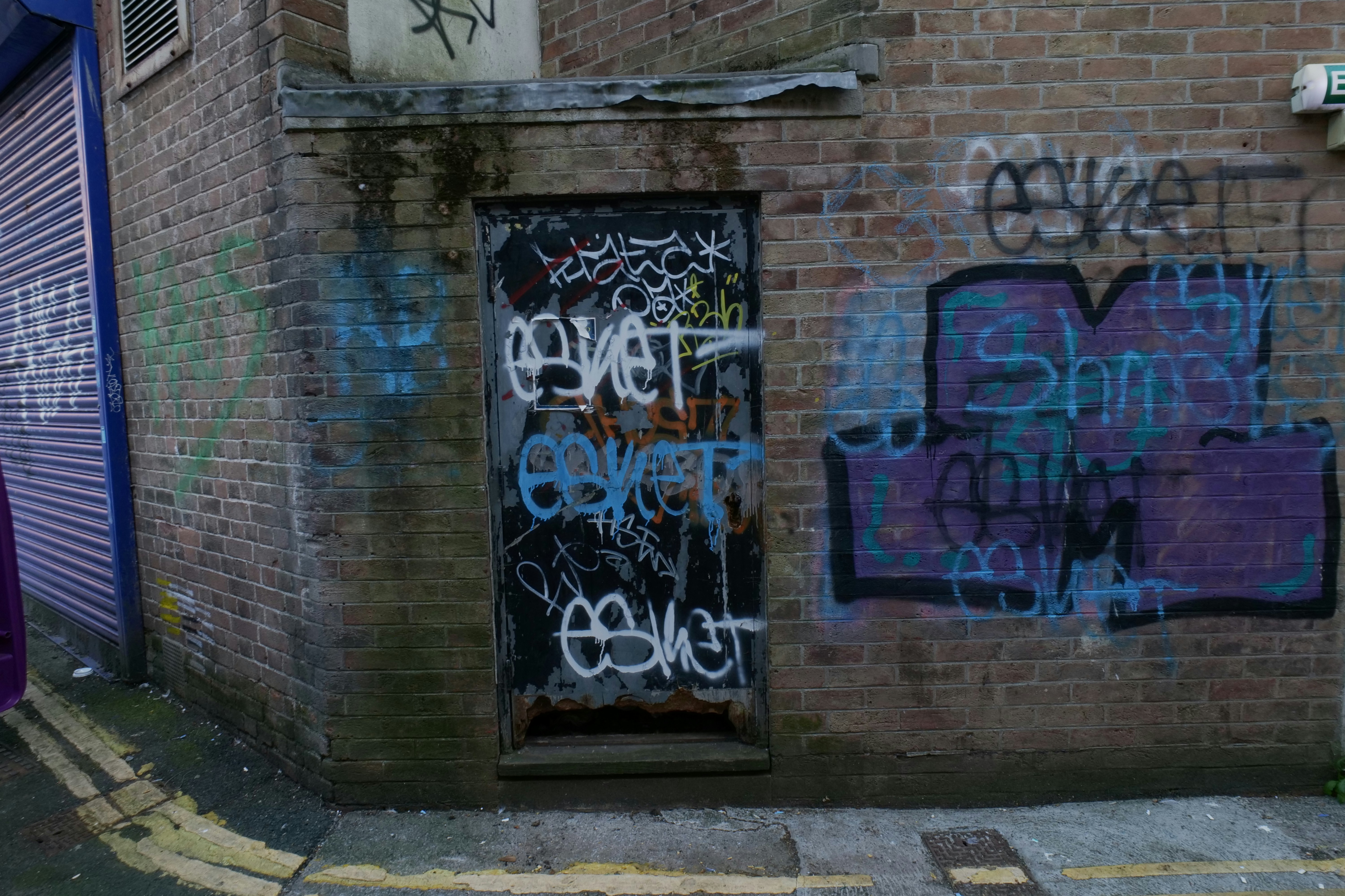Graffiti Doorway in an Urban Brick Alley