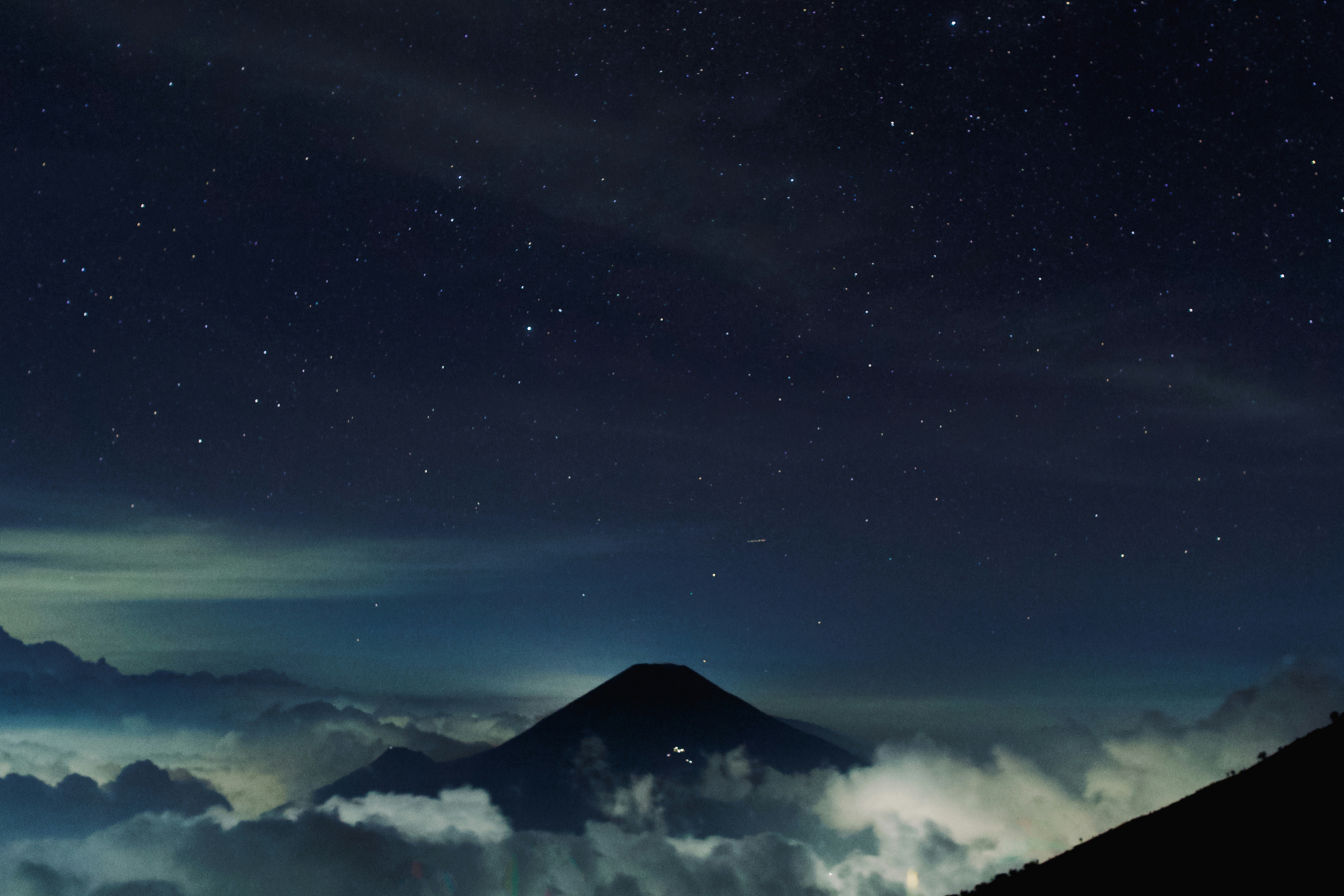 Night Sulfur Veil Over the Summit