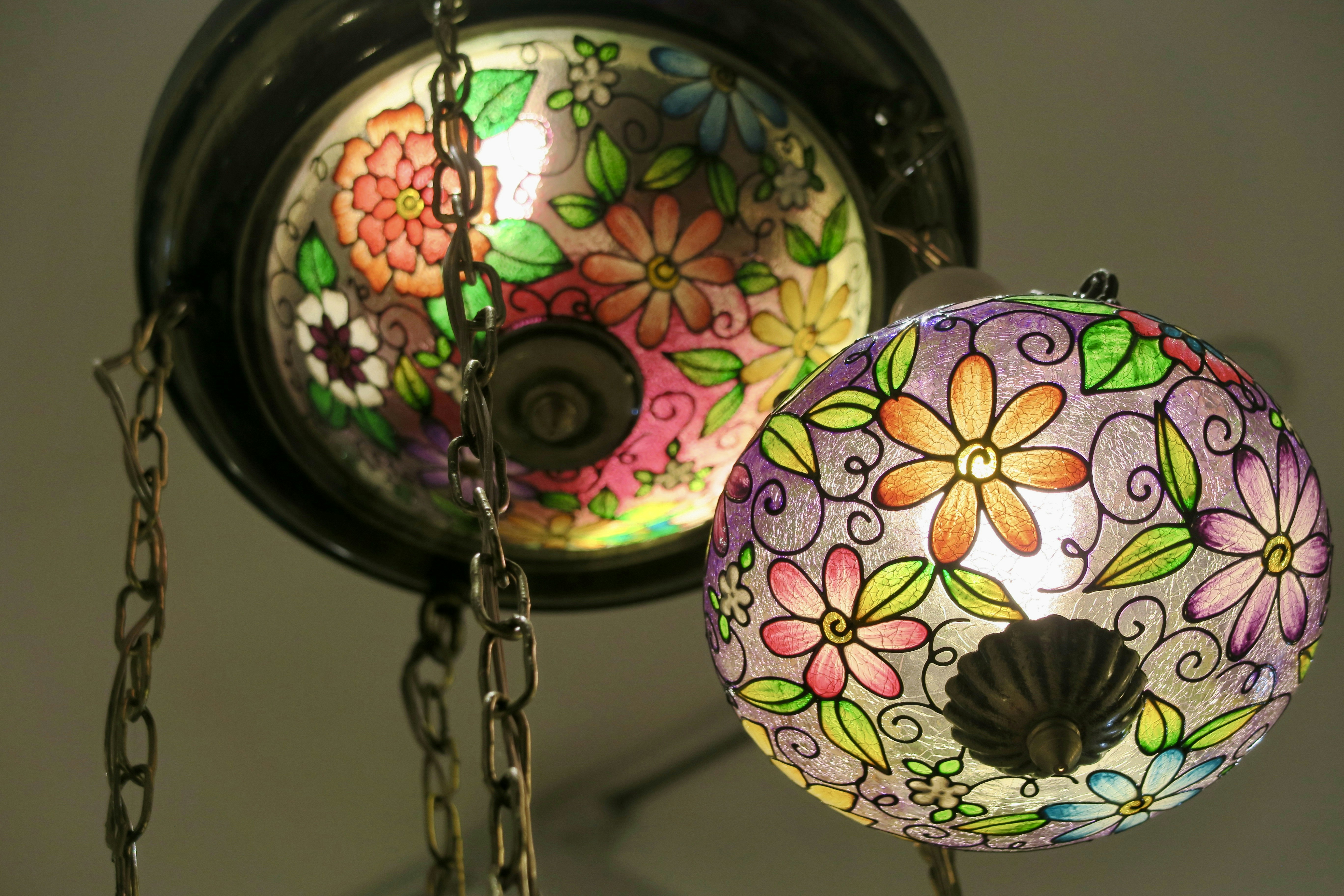 Floral Lanterns in Soft Focus: A Close-Up of Decorative Lamps
