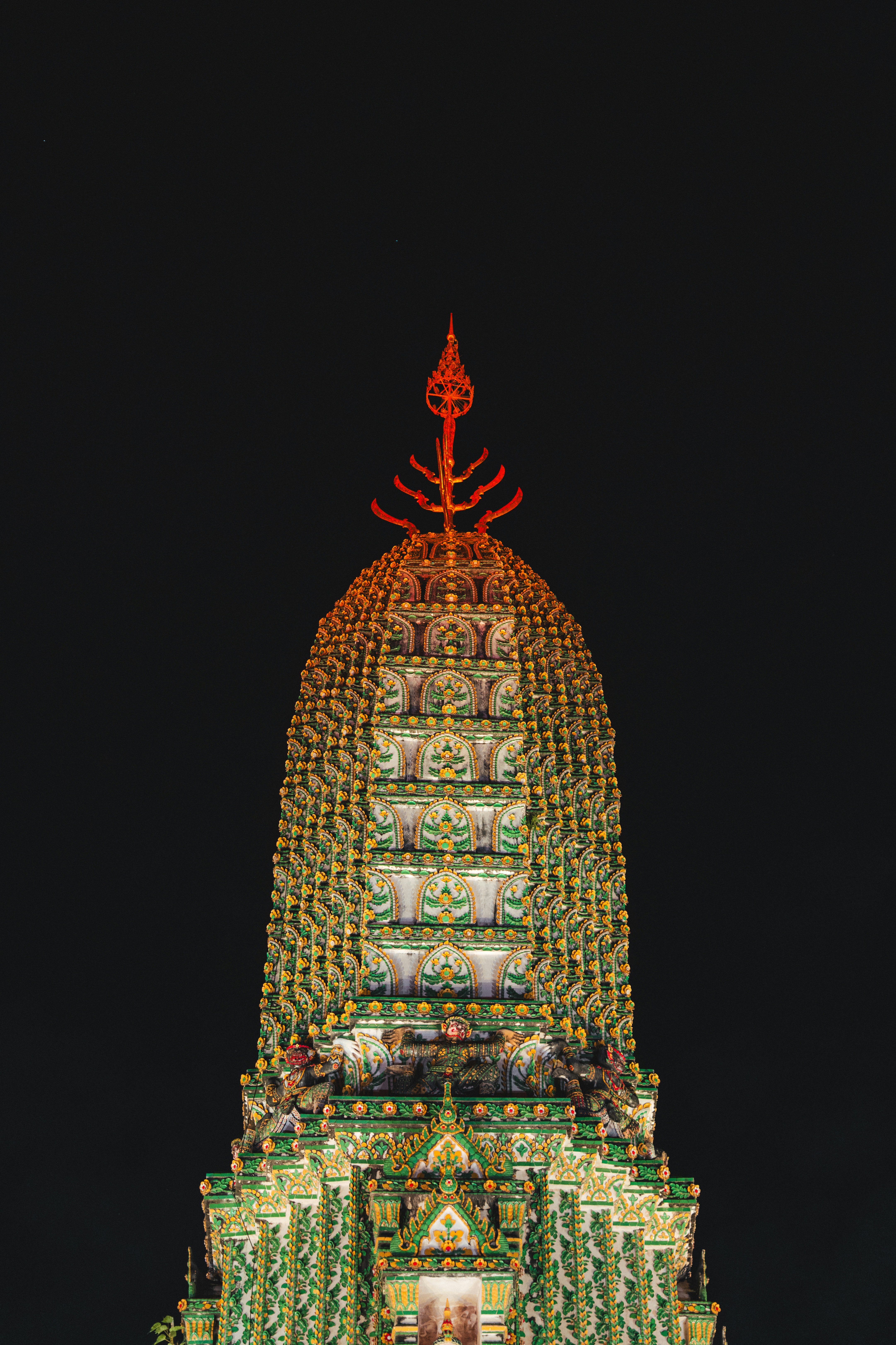 Tower of Ceremonial Jade: A Night Portrait of a Sacred Spire