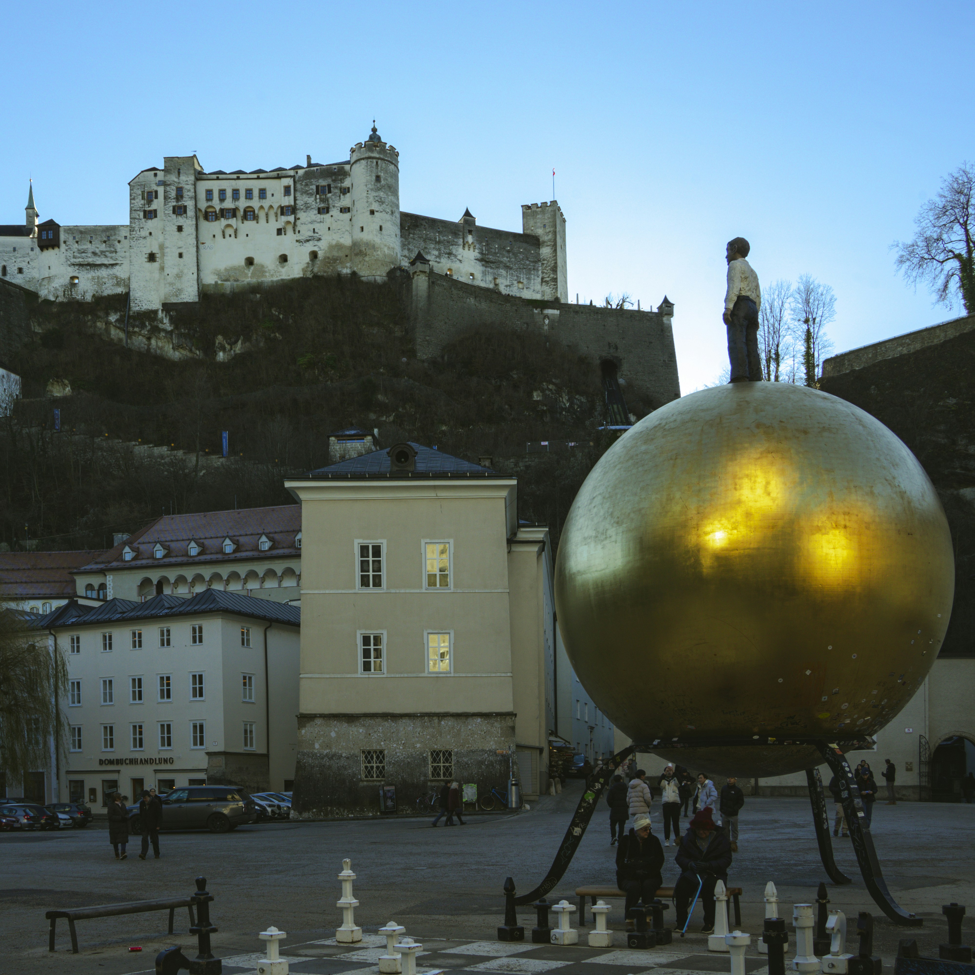 Golden Sphere Under the Castle Sky