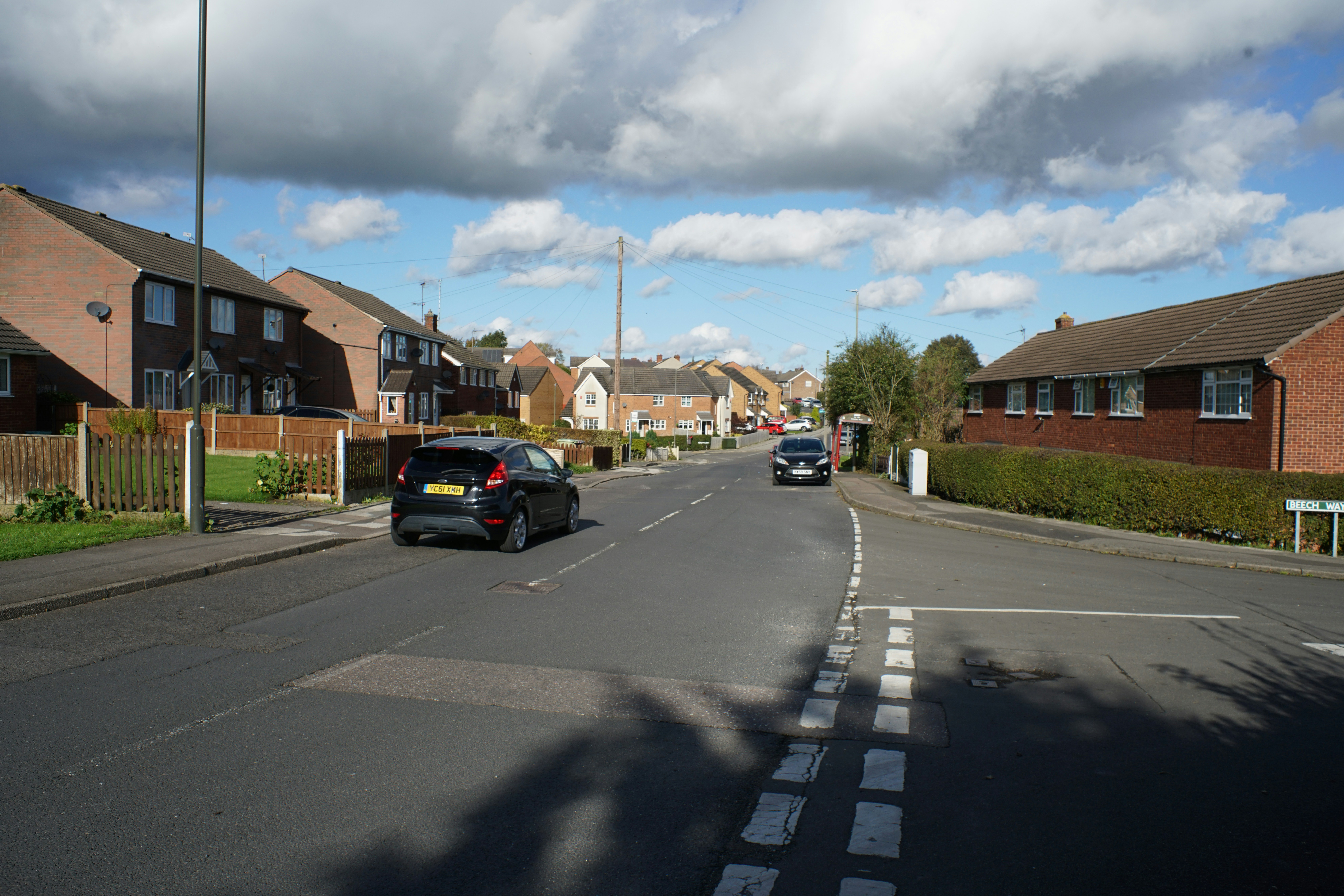 A Quiet Suburban Avenue Bordered by Red-Bricked Homes