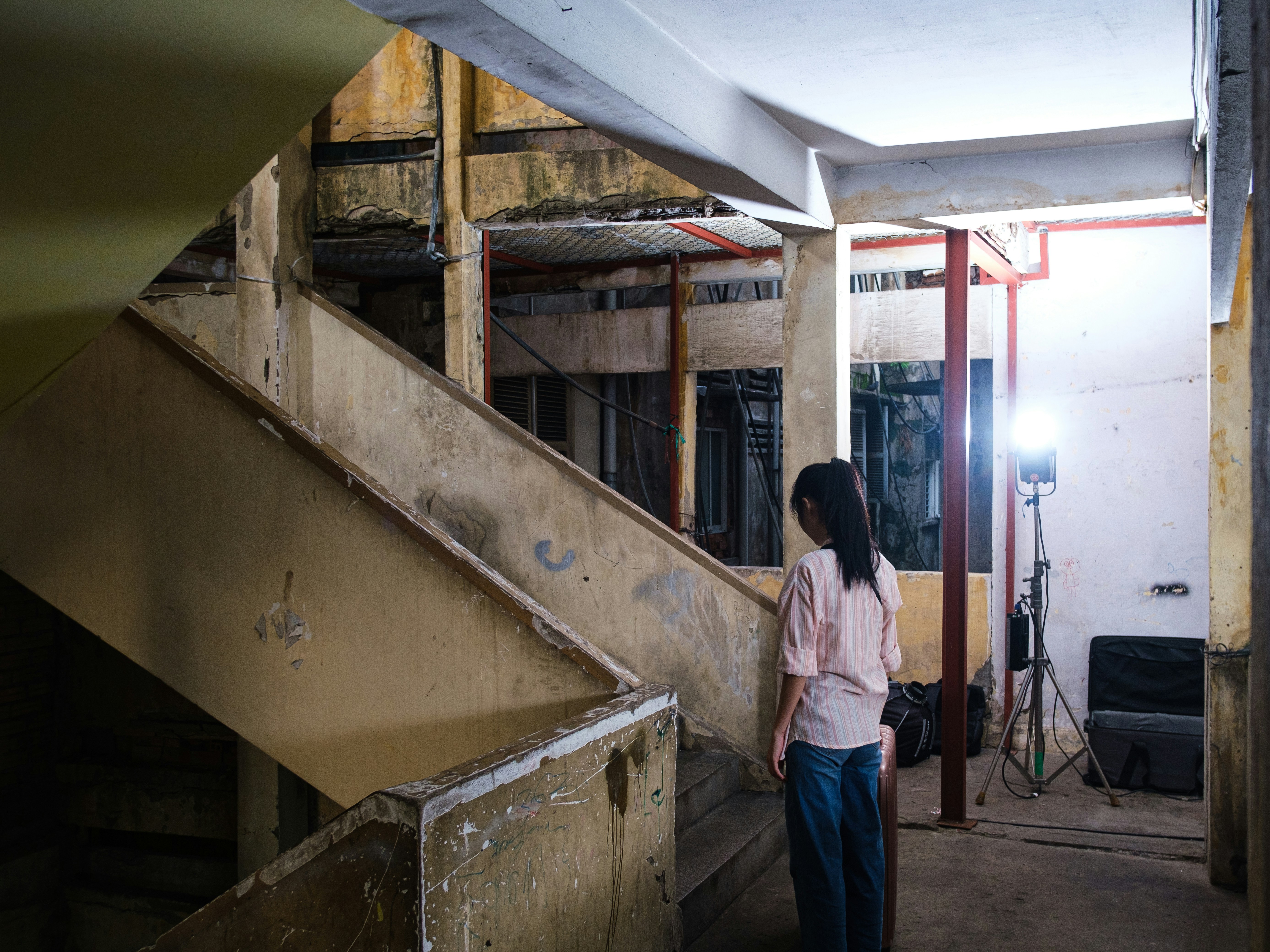 Quiet steps in a forgotten stairwell