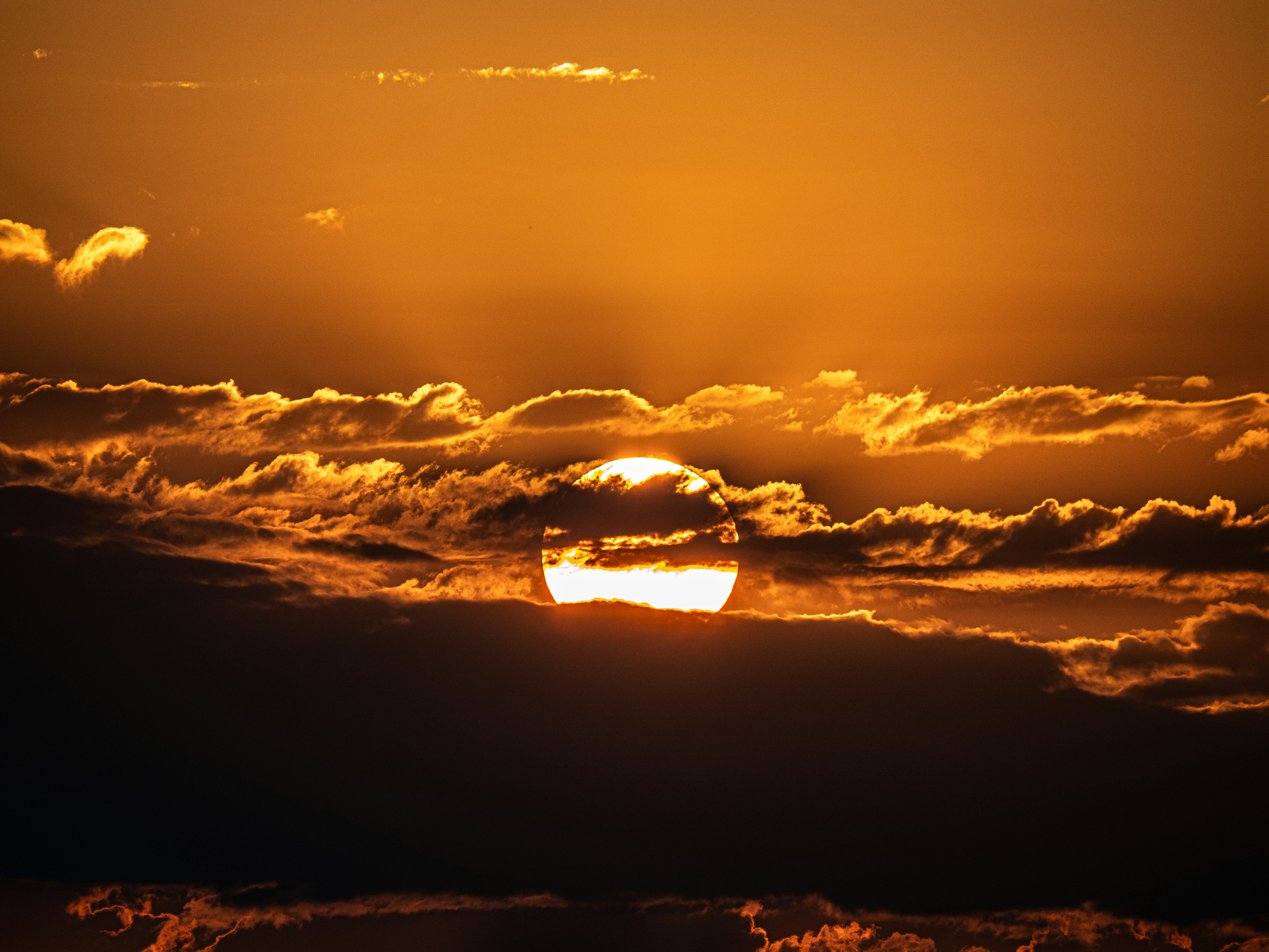 Low-slung Sun Breaks Through a Golden Horizon