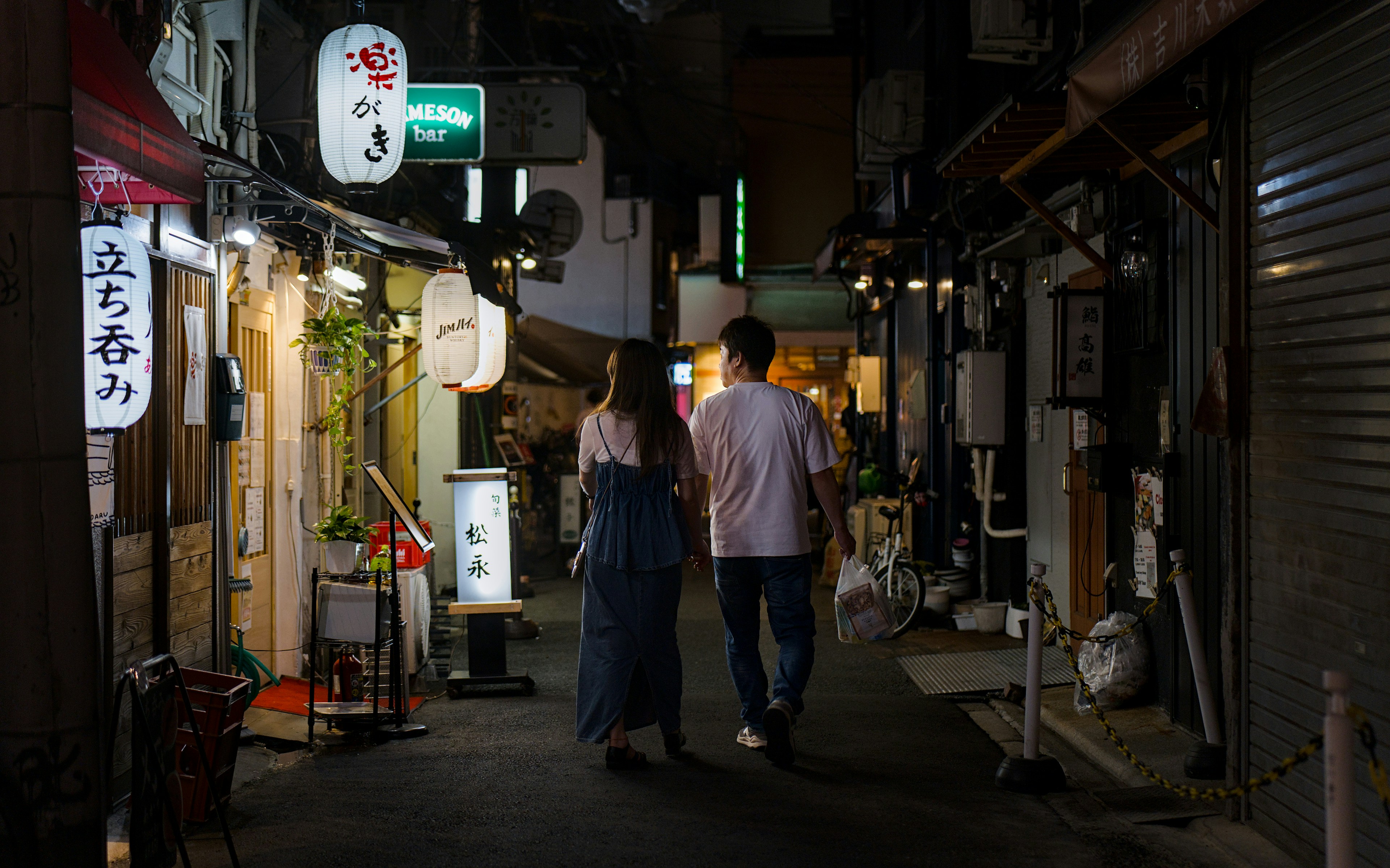 Neon Alley Stroll: A Quiet Moment in a Neon-Lit Night Market