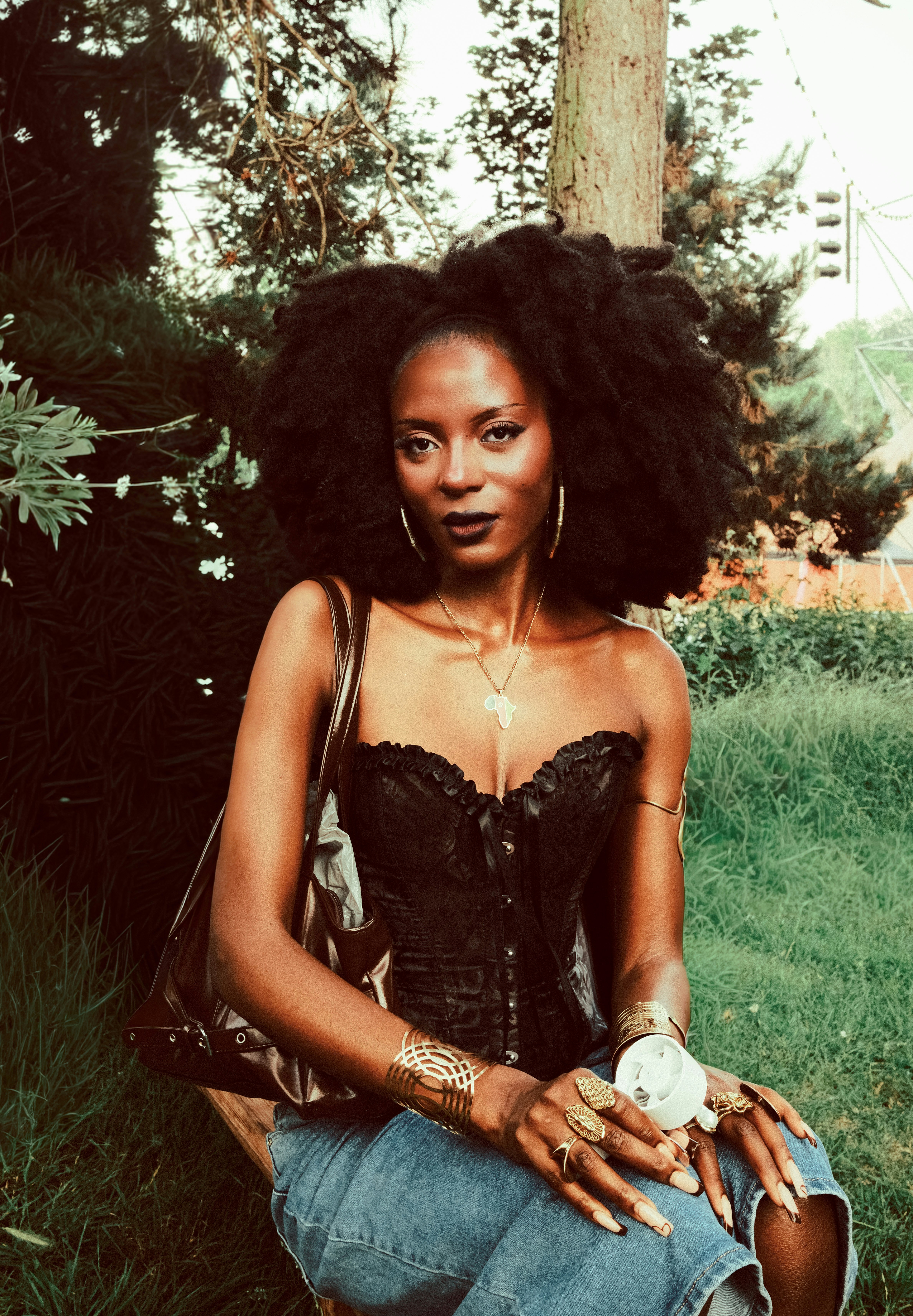 Afro-framed Confidence: A Bold Portrait in Warm Light