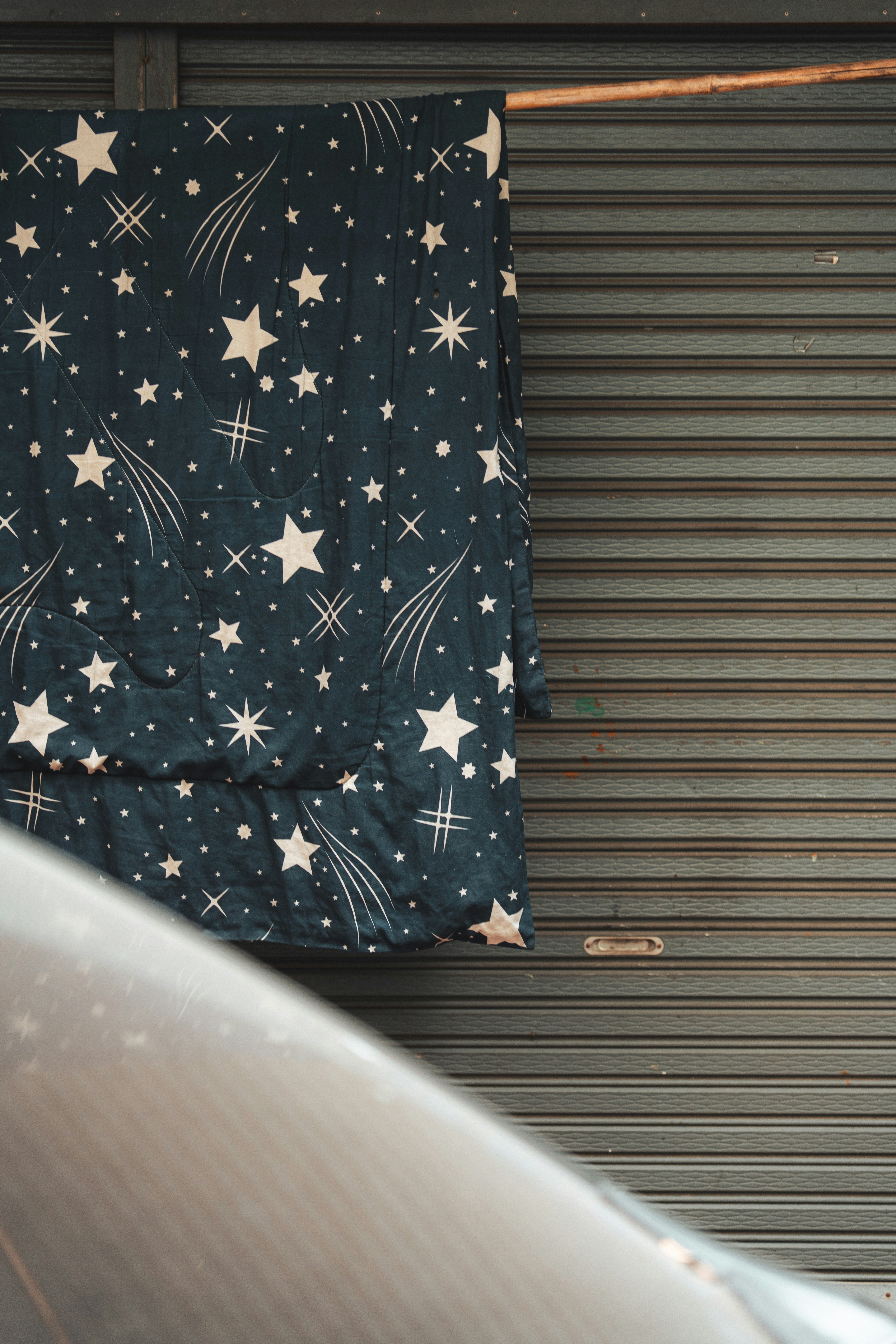Stars and Stripes on a Closed Door: A Quiet Corner of Night Sky Fabrics
