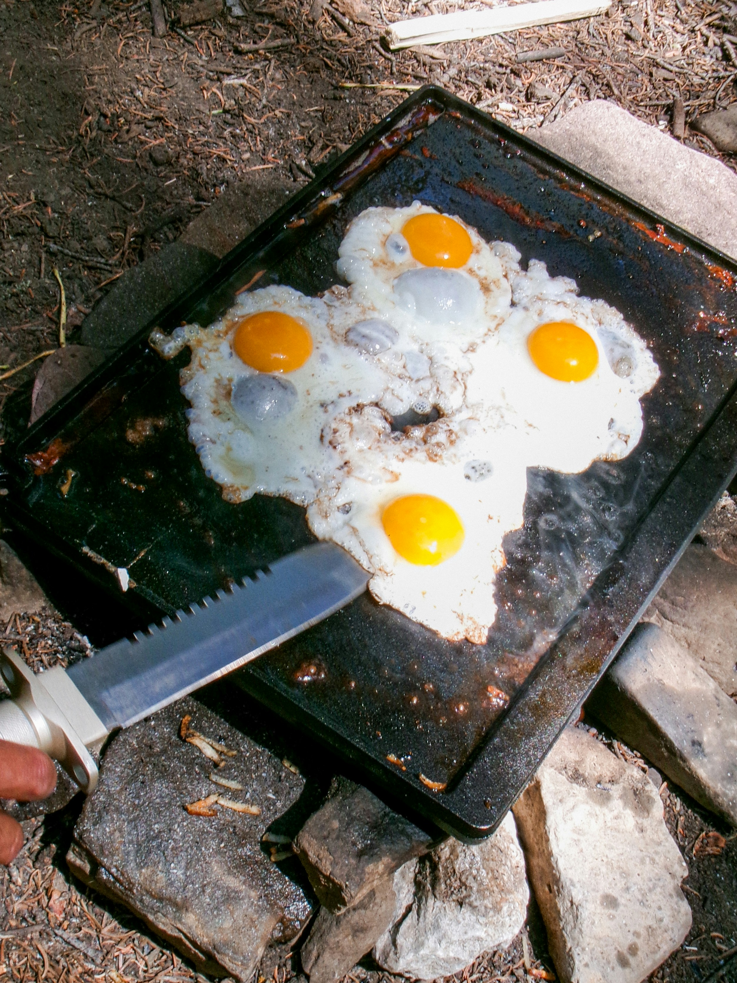 Eggs on the Griddle: A Rustic Sunrise Fry-Up