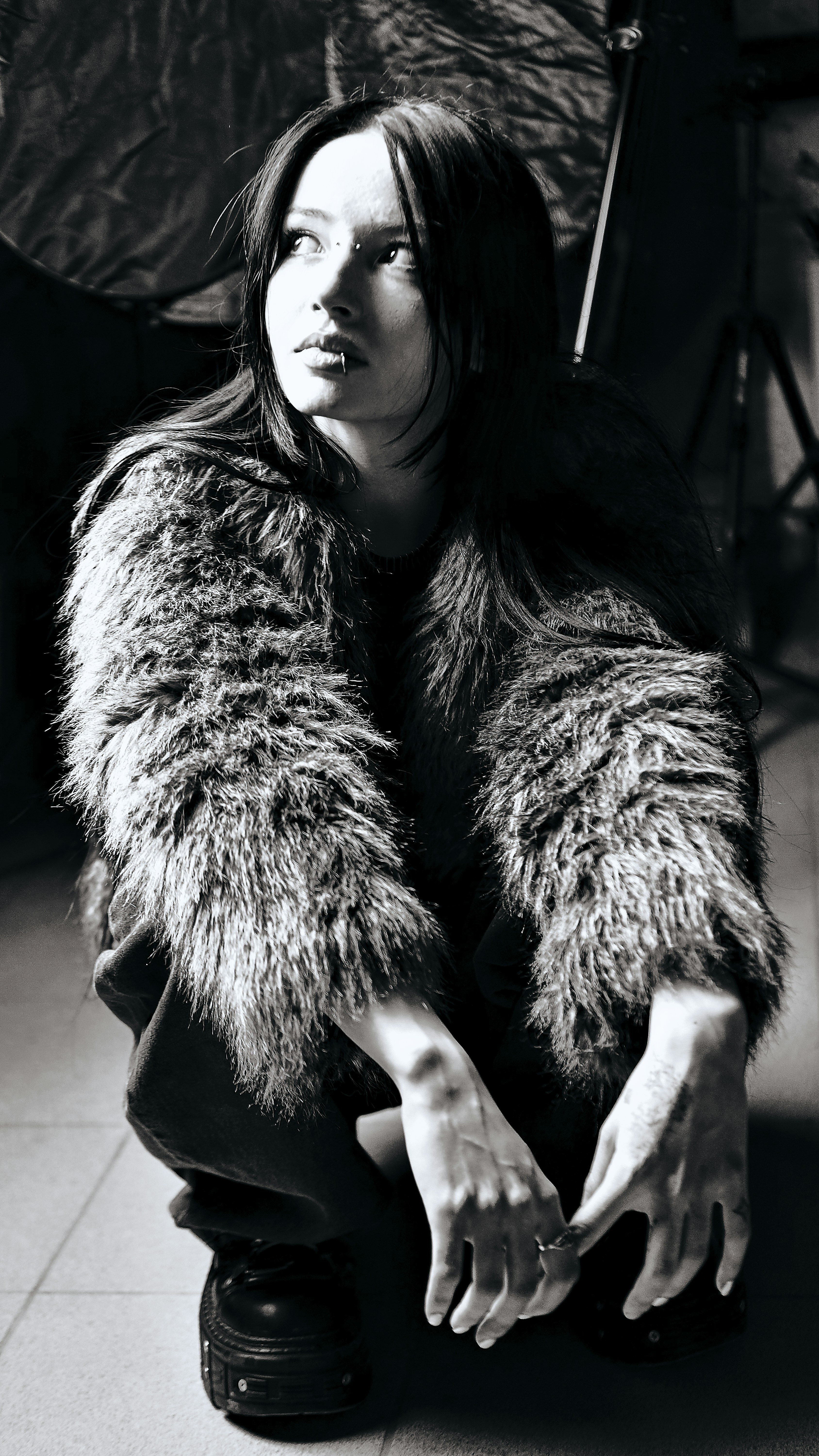 Midnight Velvet: A Contemplative Portrait in Black and White