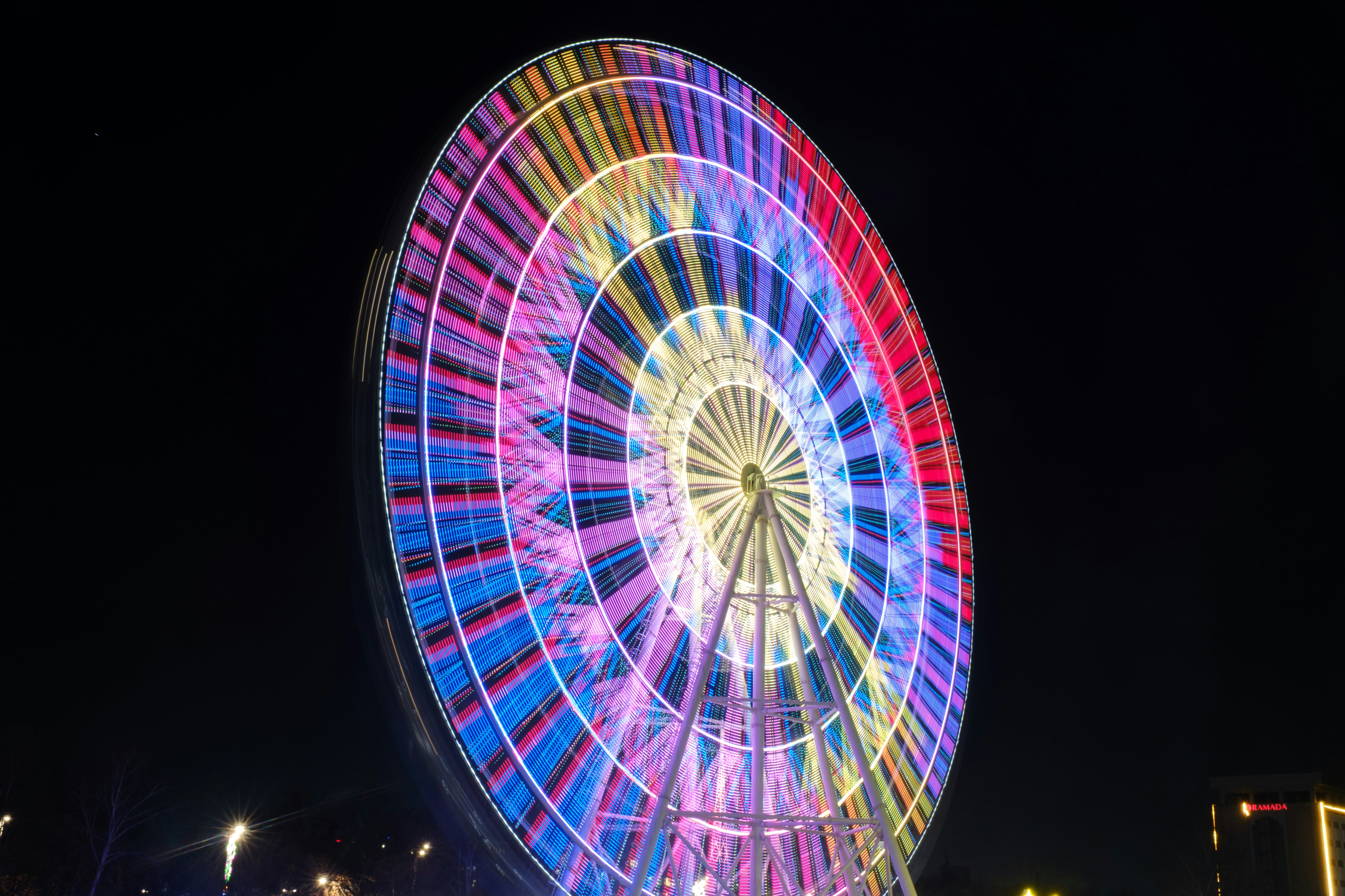 Neon Ring: a long-exposure spin of the ferris wheel