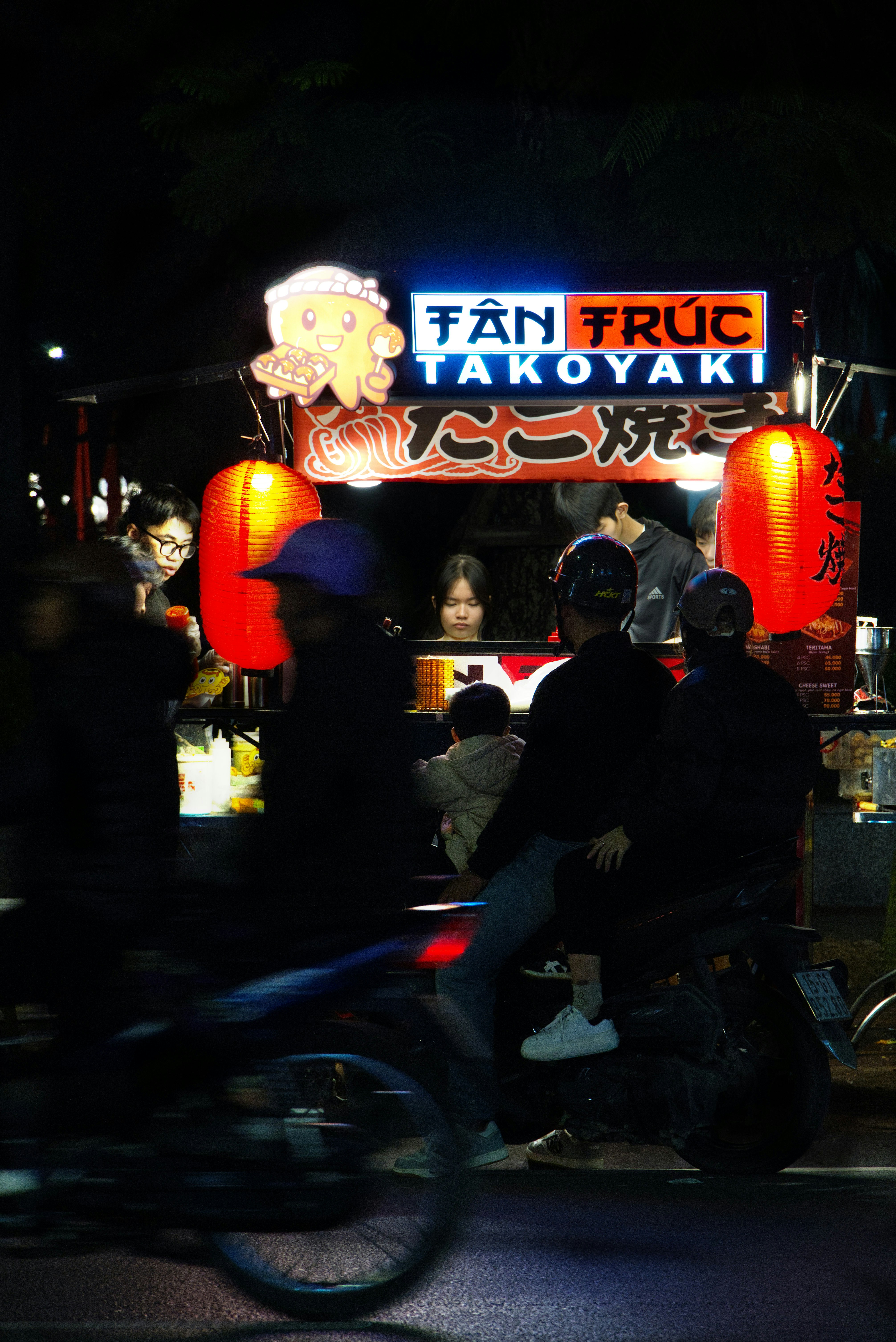 Night Market Grill: Neon Lanterns and Takoyaki Stands