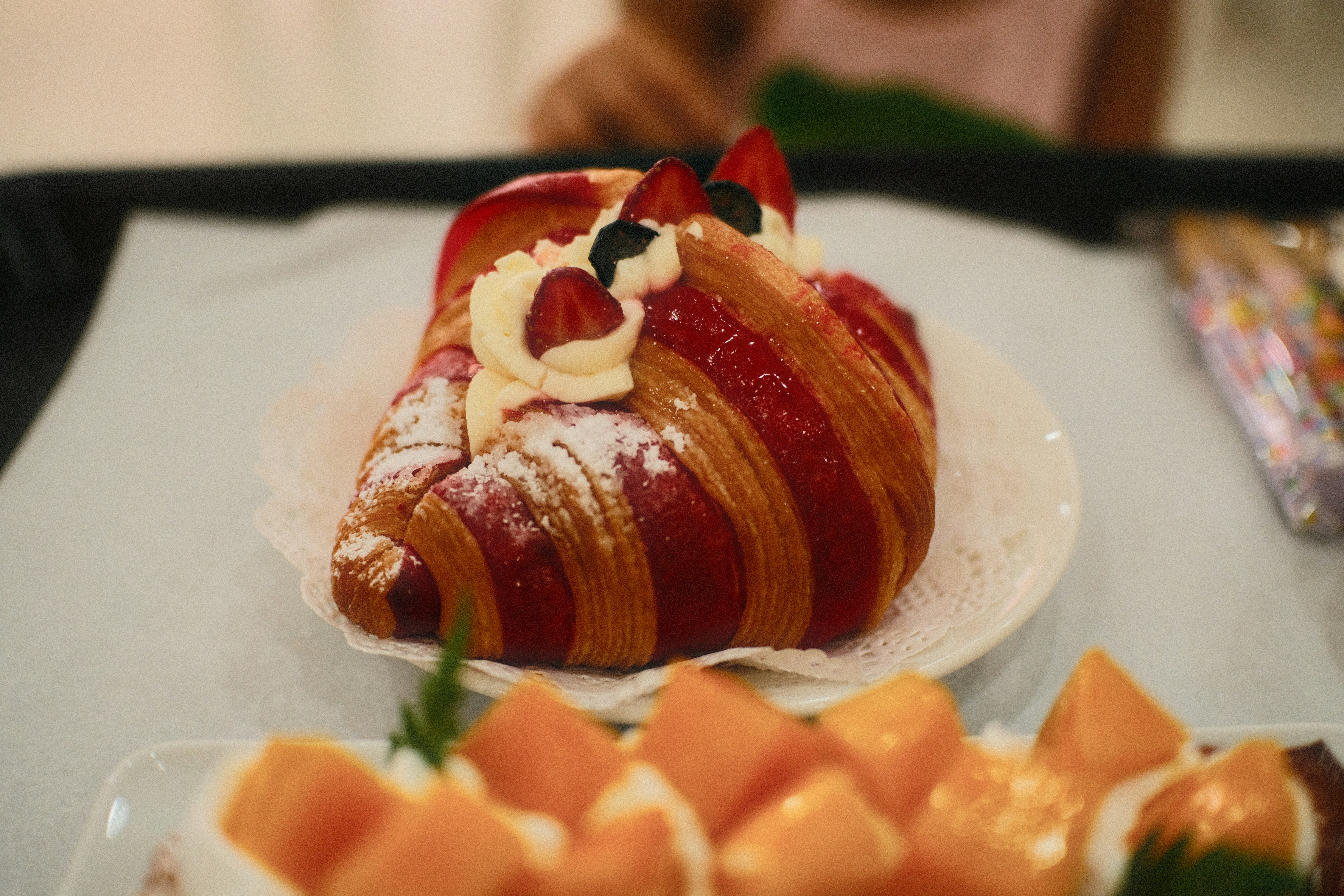 Gilded pastry crown: a fanciful swirled dessert centerpiece