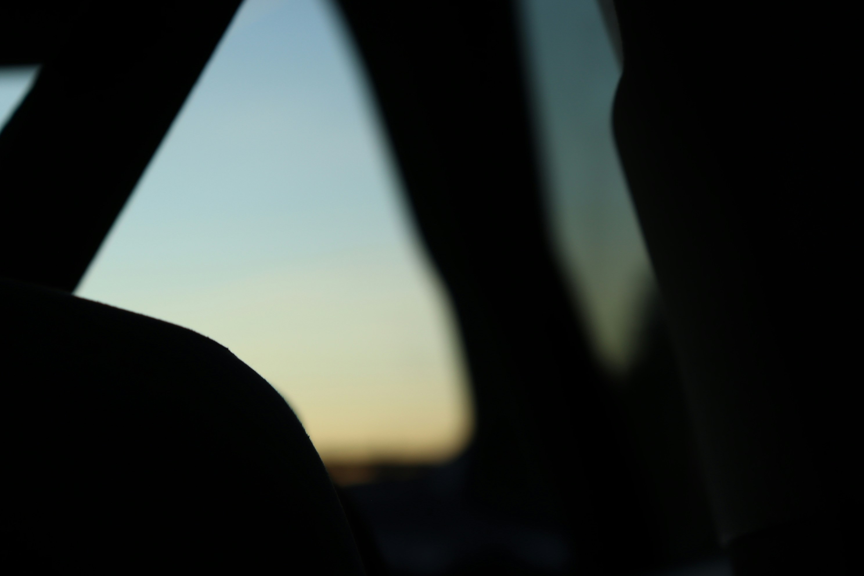 Silhouette through a Vehicle Window at Dusk