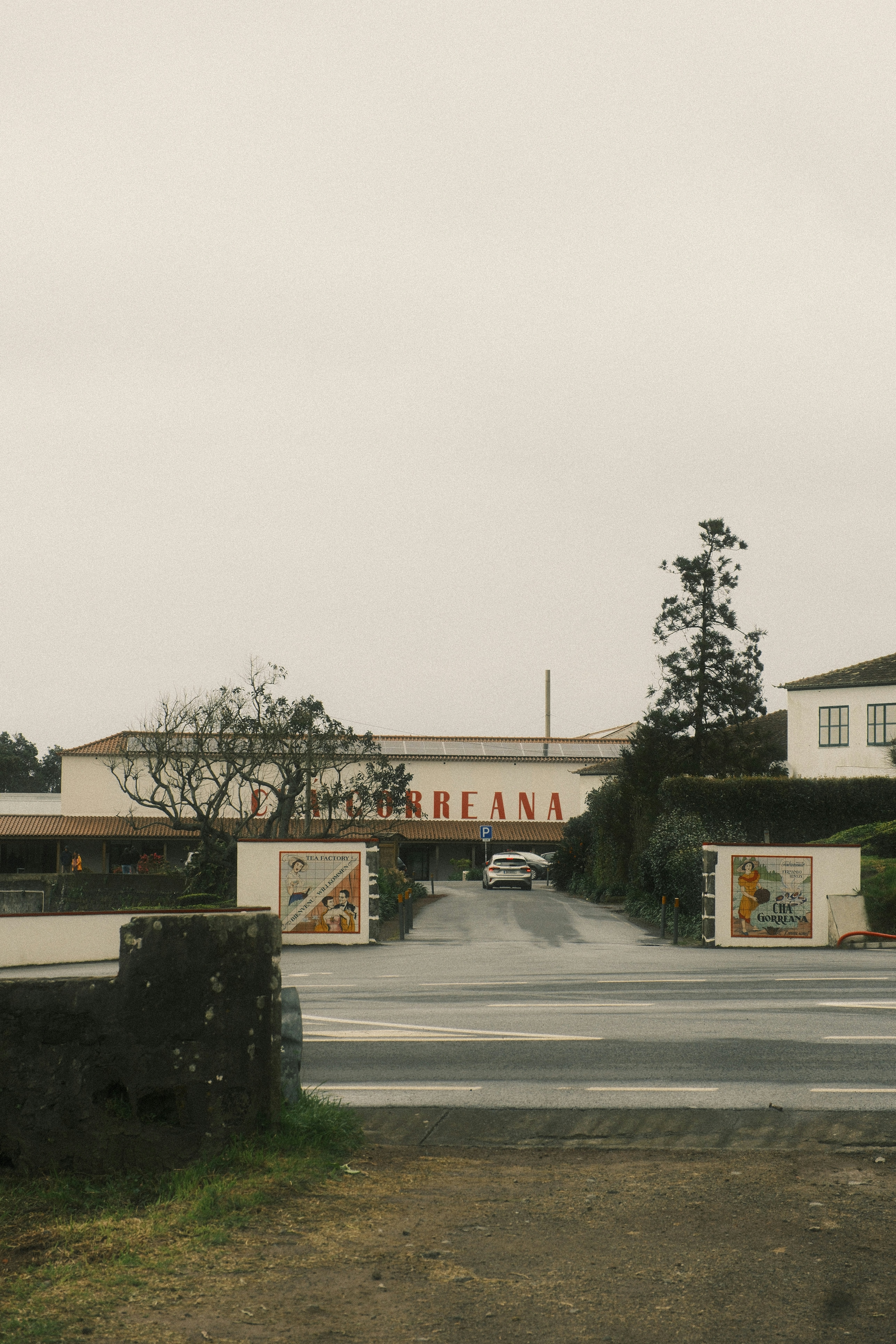 Gate to the Quiet Mall: A Vintage Entrance under Soft Sky