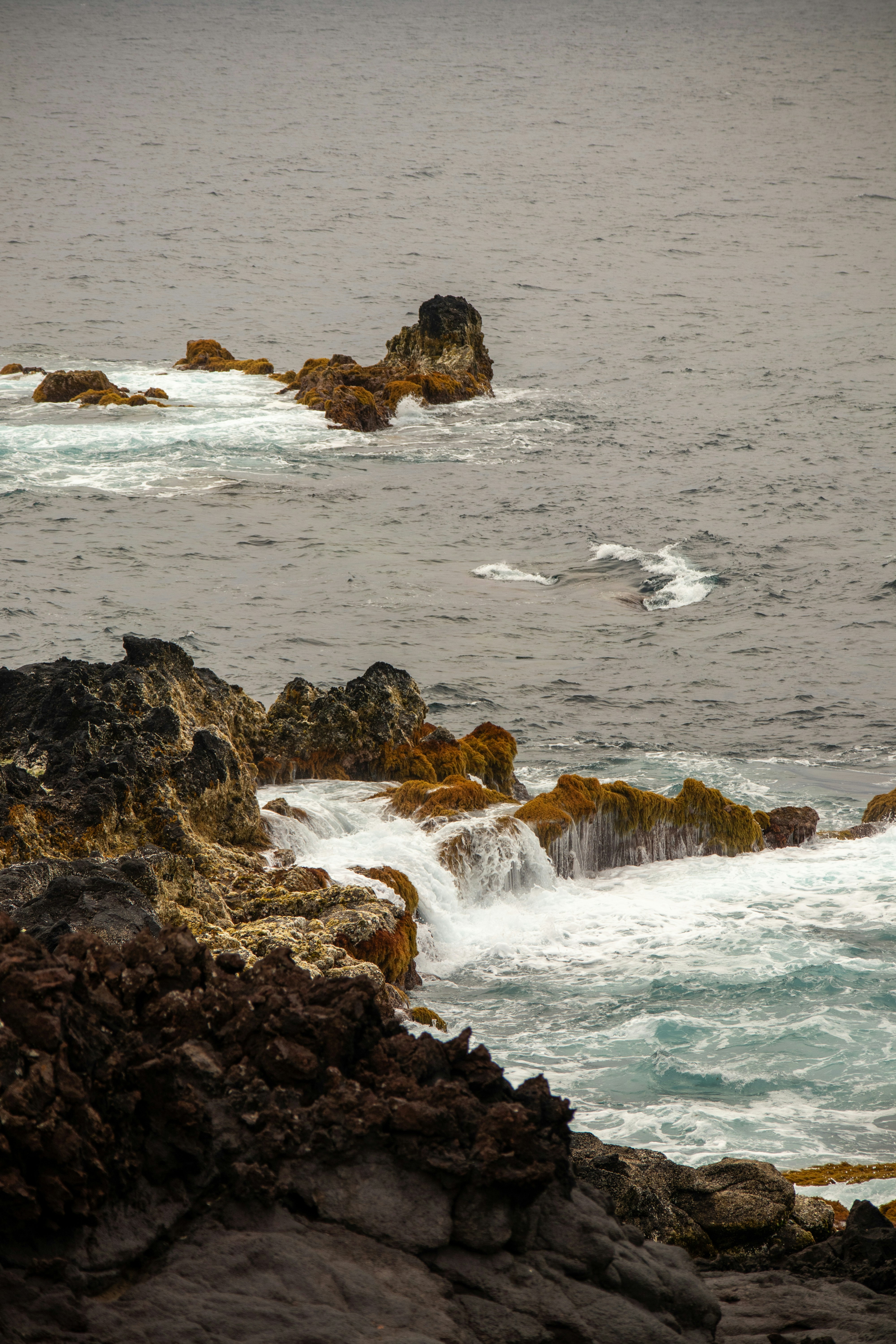 Rugged coastline sculpted by stormy seas