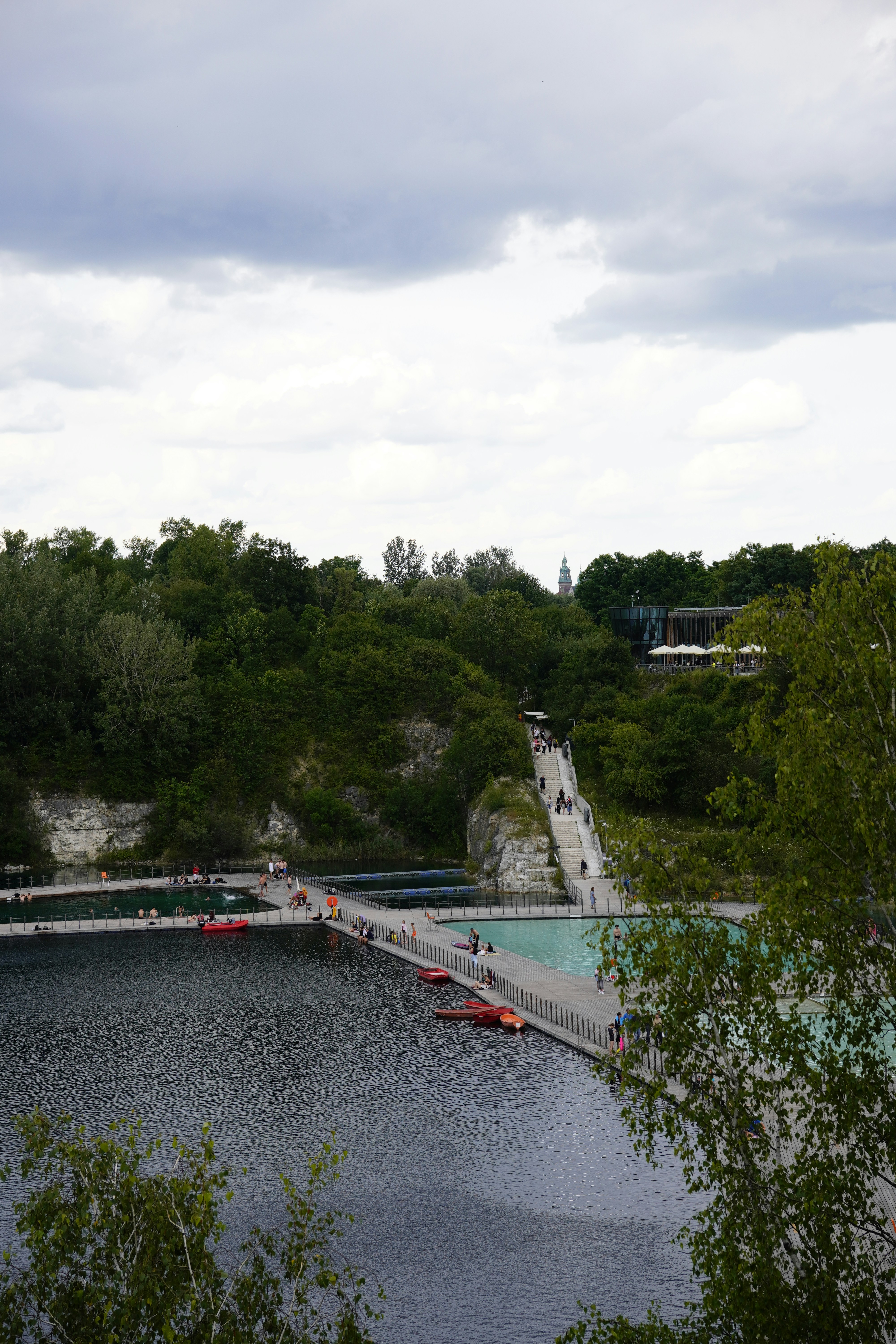 Stone Stairway to the River: Cliffs, Bridge and Cascading Pathway