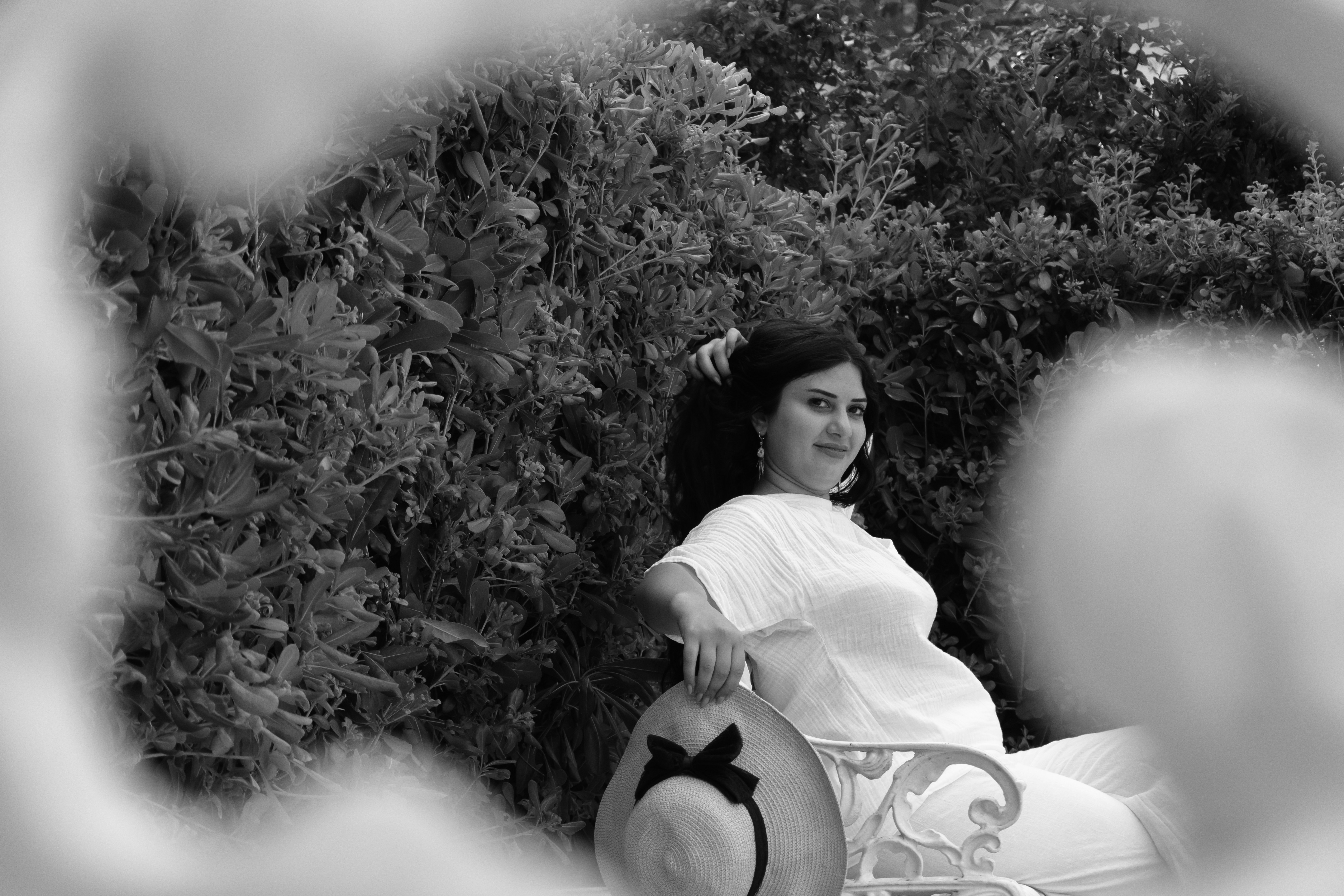 Serene Portrait in a Garden Frame